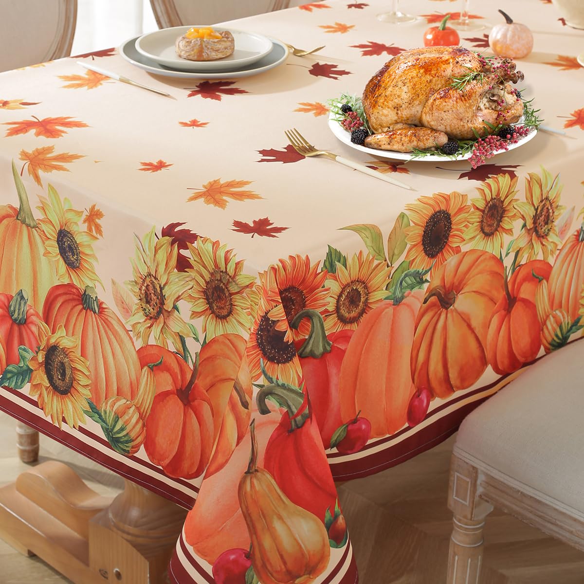 Amazon.com: SASTYBALE Fall Tablecloths for Rectangle Tables 52 x 70 ...