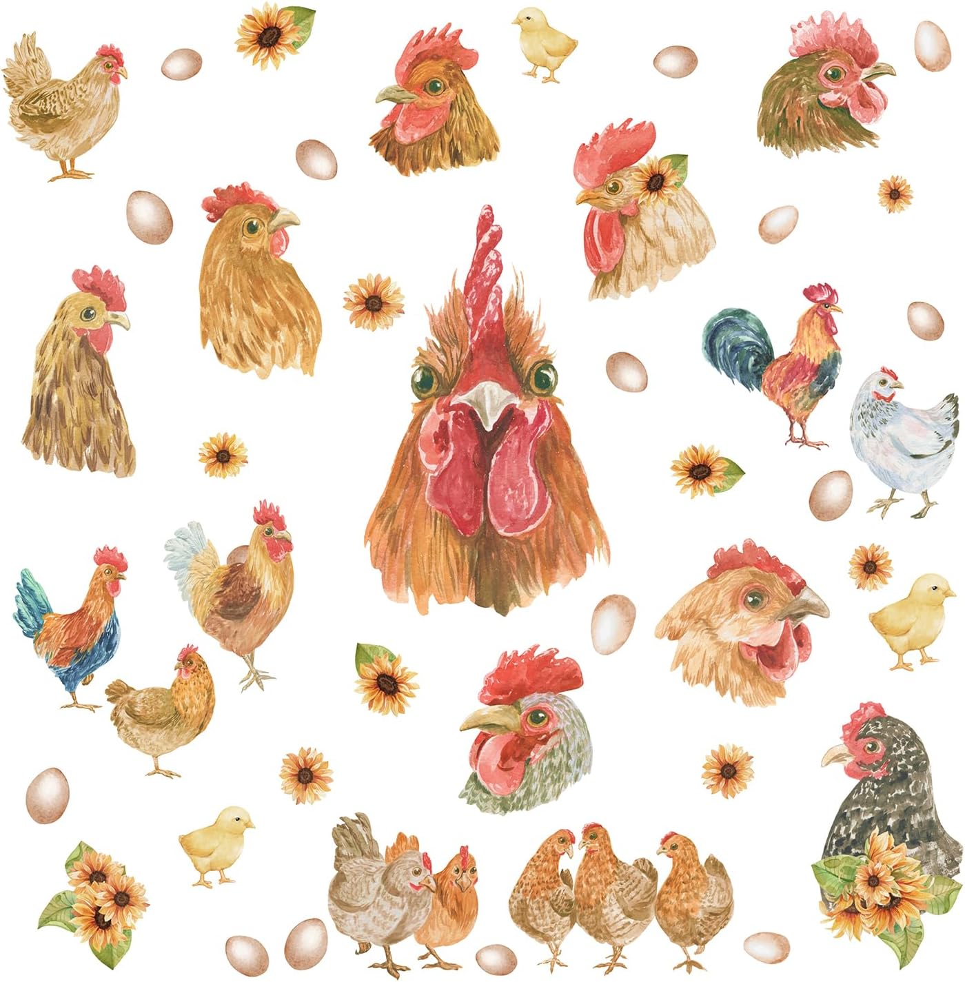 Amazon.com: Chicken Wall Stickers Rooster Hens Wall Stickers Funny ...