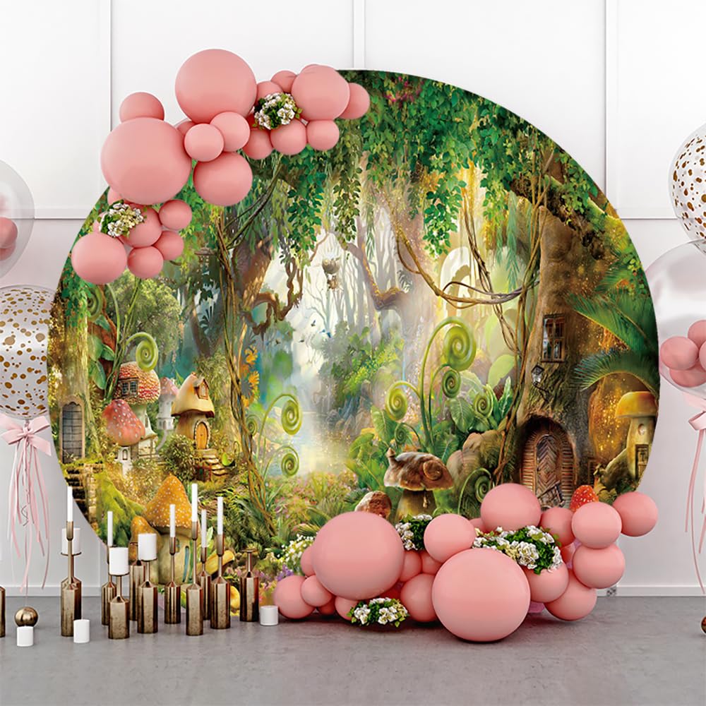 Amazon.com : AOFOTO 5x5ft Spring Fantasy Forest Mushroom Round Backdrop ...