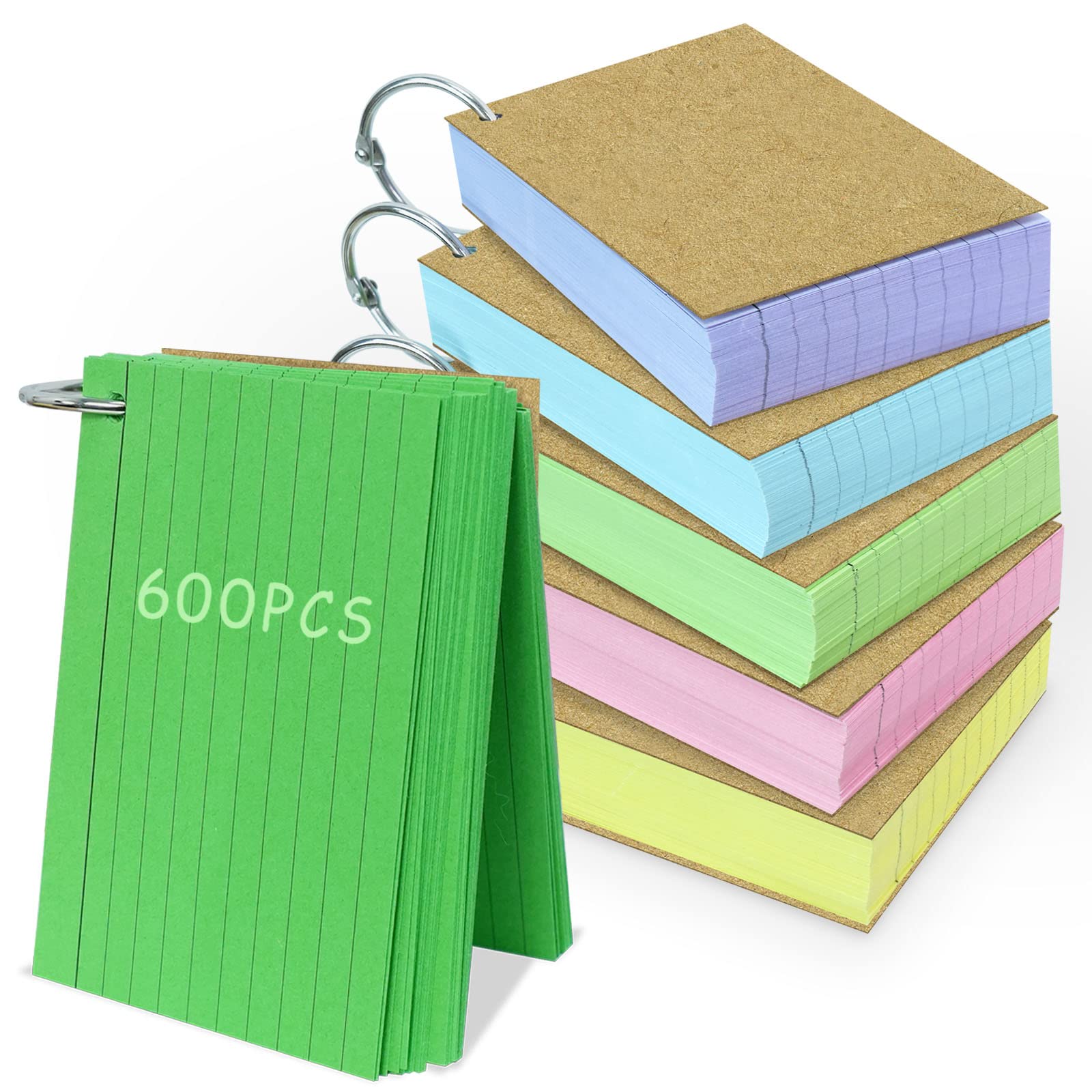 A7 Flash Card, 6 Pack 600 Pcs Revision Cards Index Cards Ruled ...