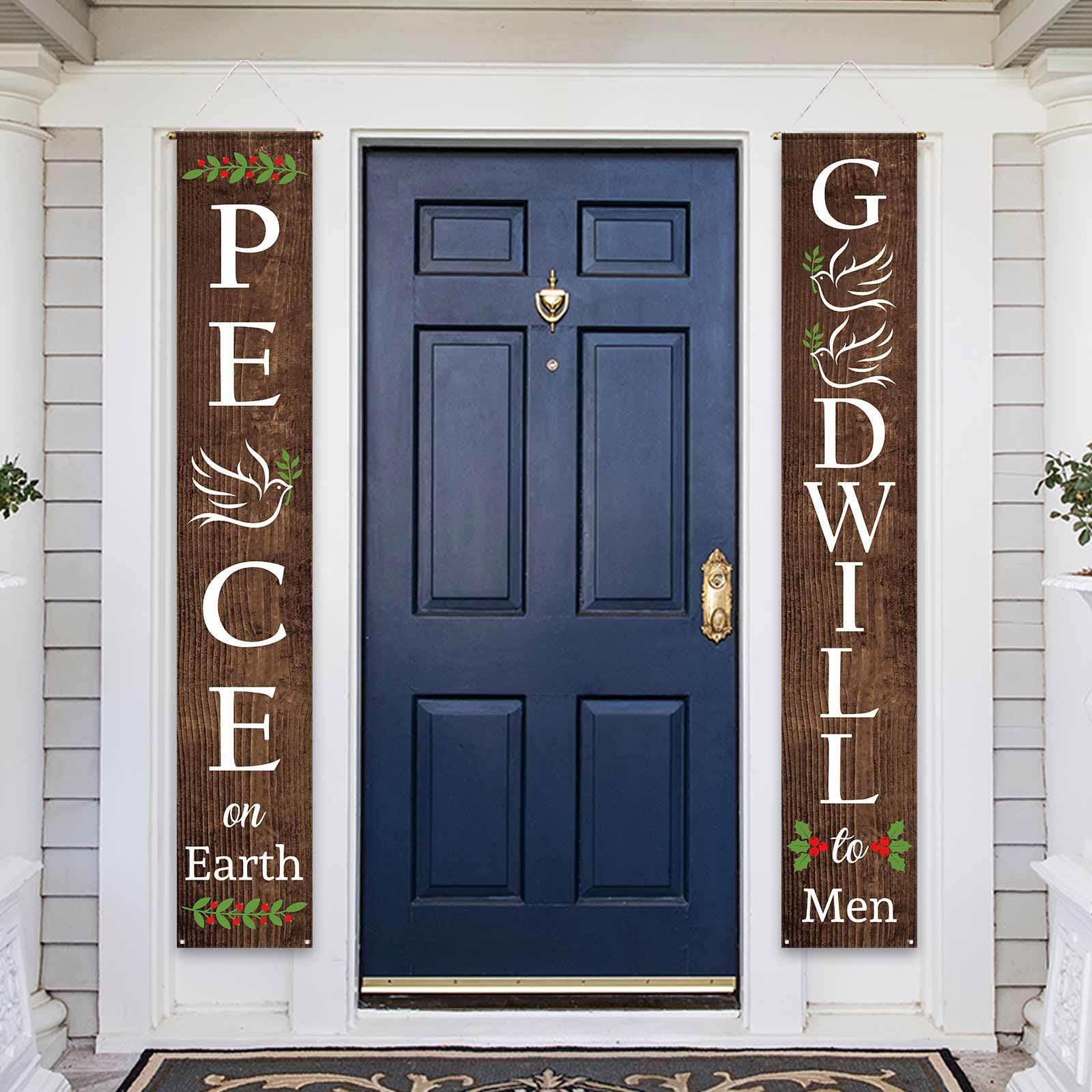 Amazon.com : Funnytree Peace on Earth Christmas Porch Sign Goodwill to ...
