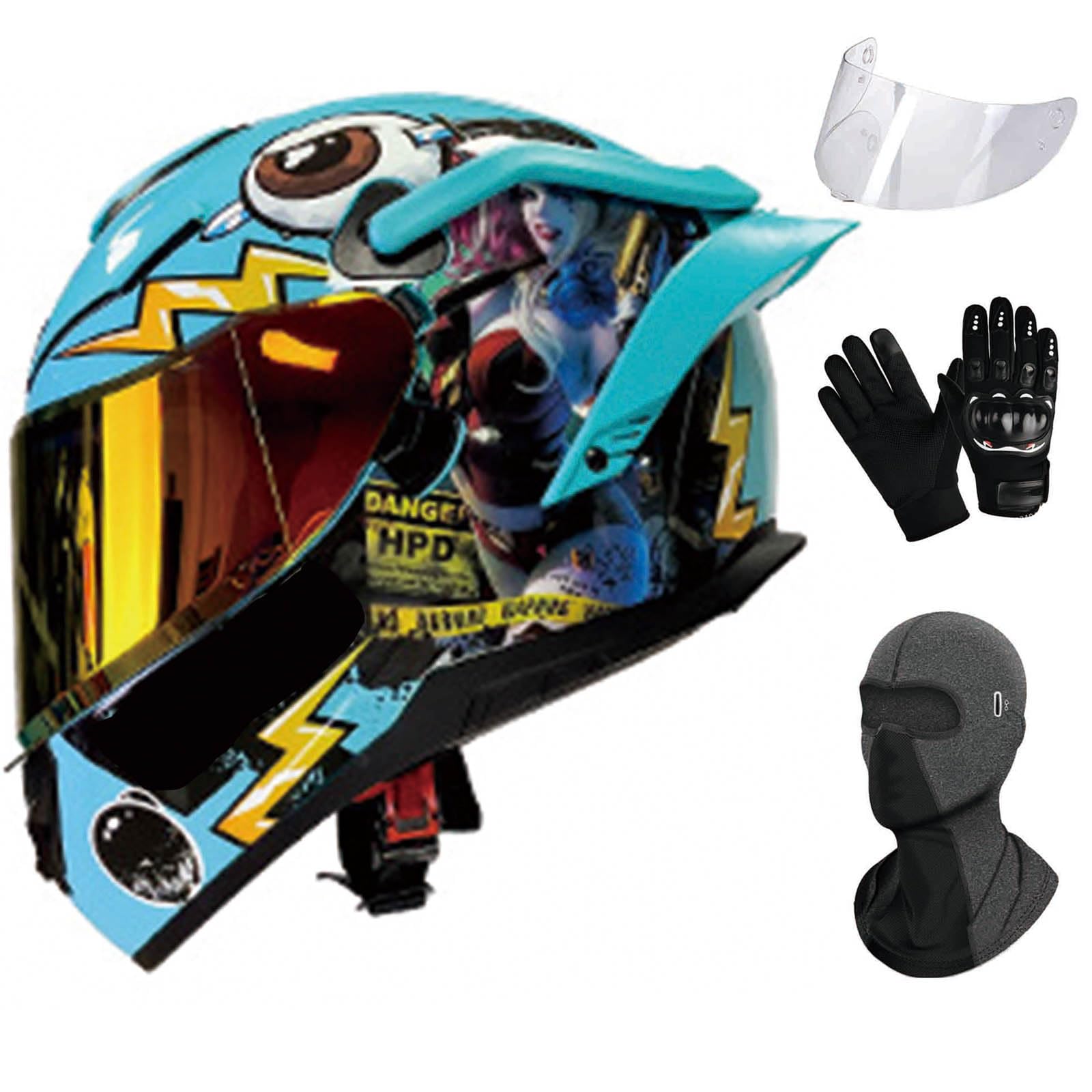 Vega Bolt Dx Wild Color Black Blue Full Face Helmet Dot