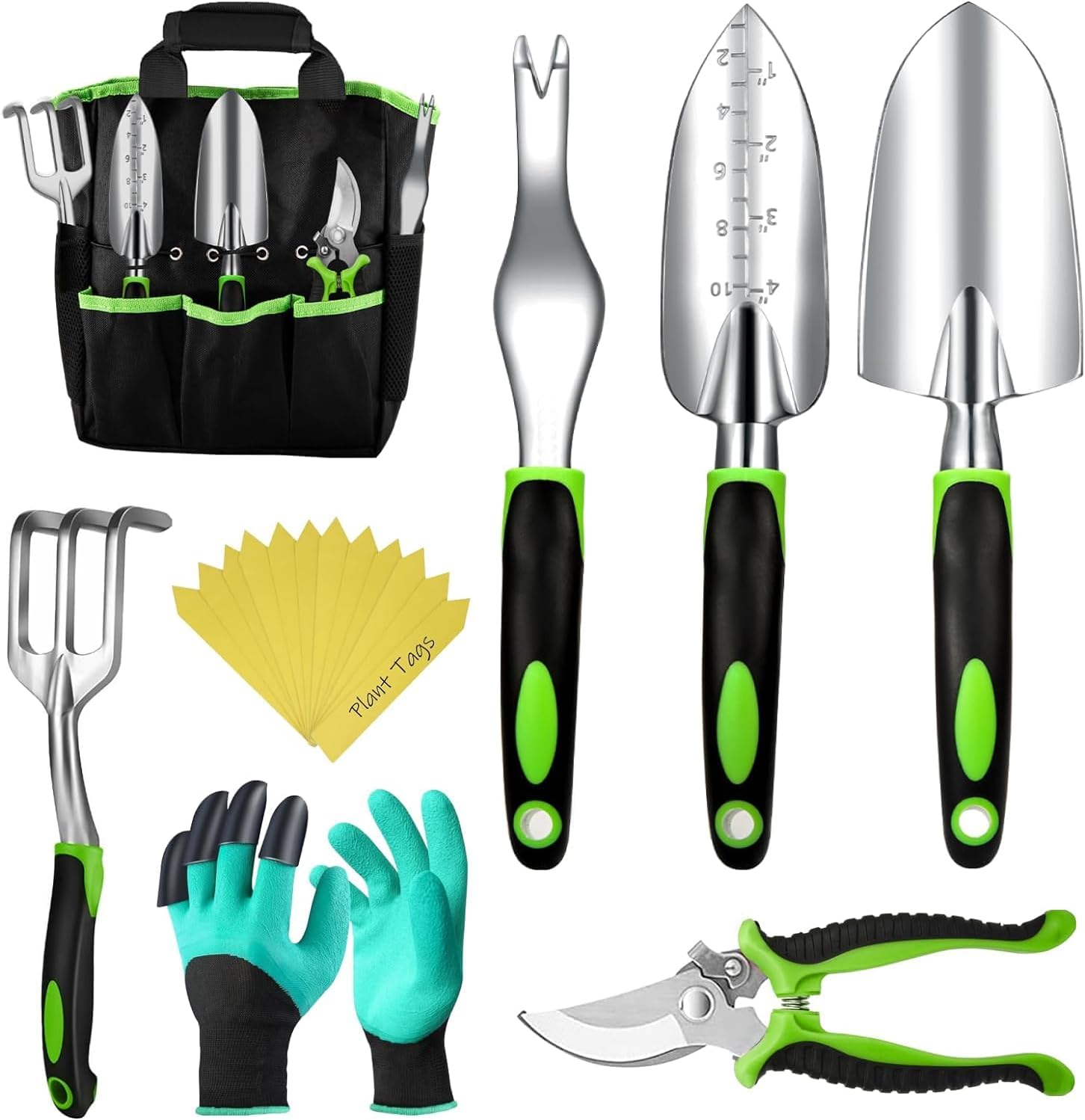 Amazon.com : 9-Piece Garden Tools Set with Gloves and Colorful Tote ...