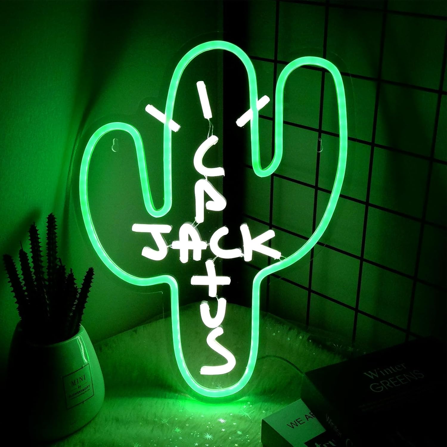 Cactus Jack LED Neon Sign - Decor Dimmable Green Jack Cactus Neon Light ...