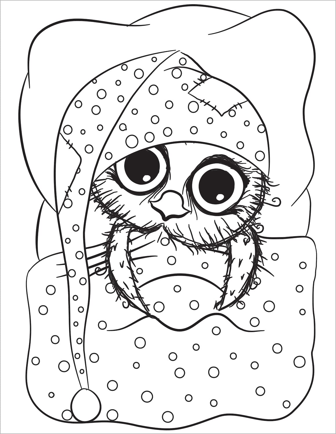 Cute Christmas Owl Coloring Pages