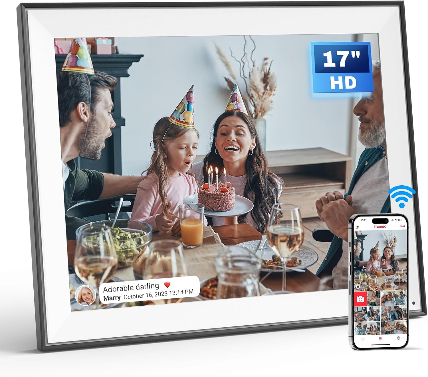 Amazon.com : Frameo 17 Inch HD Extra Large Digital Picture Frame 64GB ...