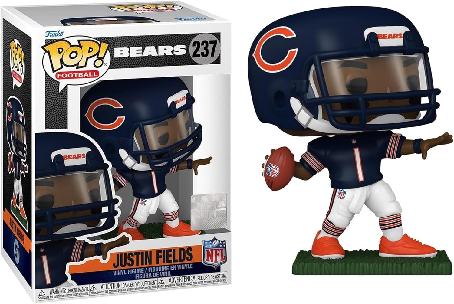 Amazon.com: Justin Fields (Chicago Bears) NFL Pop! Series 11 Funko Pop ...