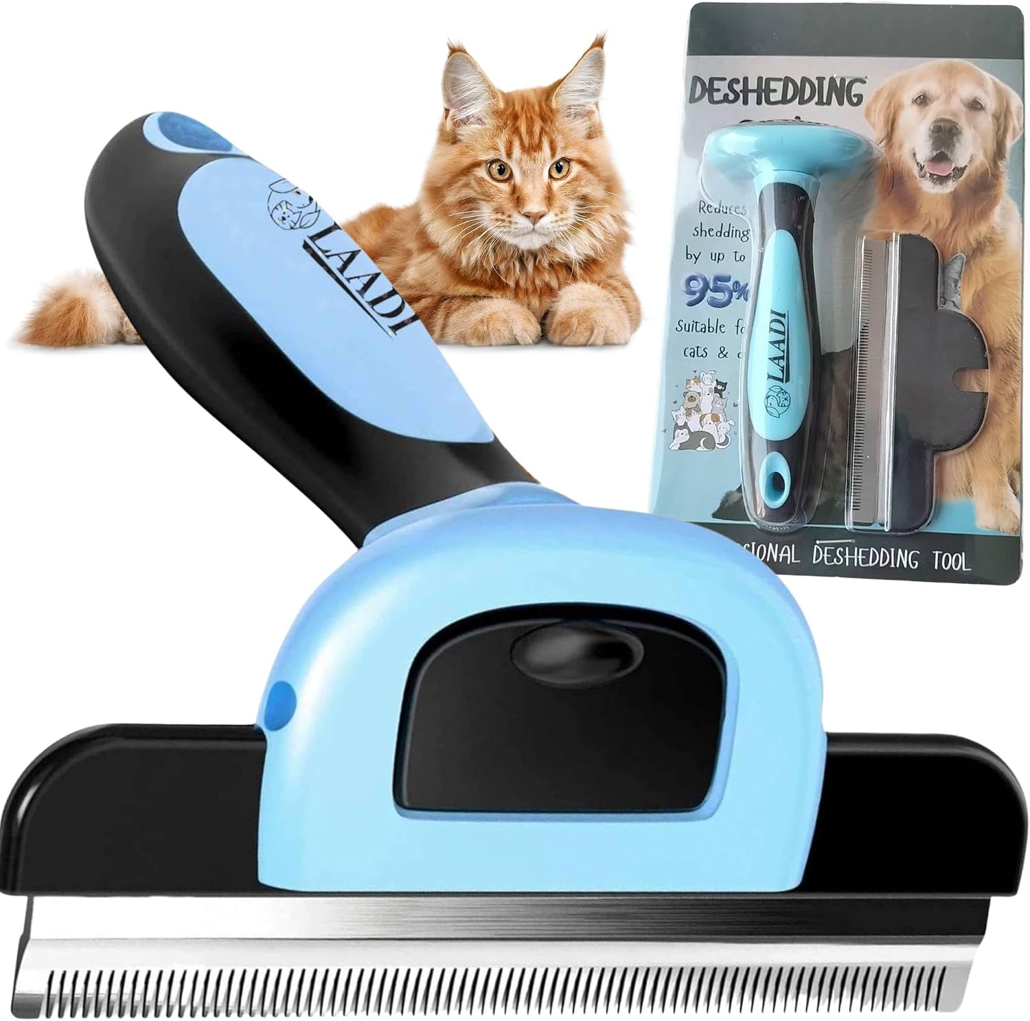 Laadi Deshedding Tool for Dogs and Cats - Reduces Shedding by Up to 95% ...