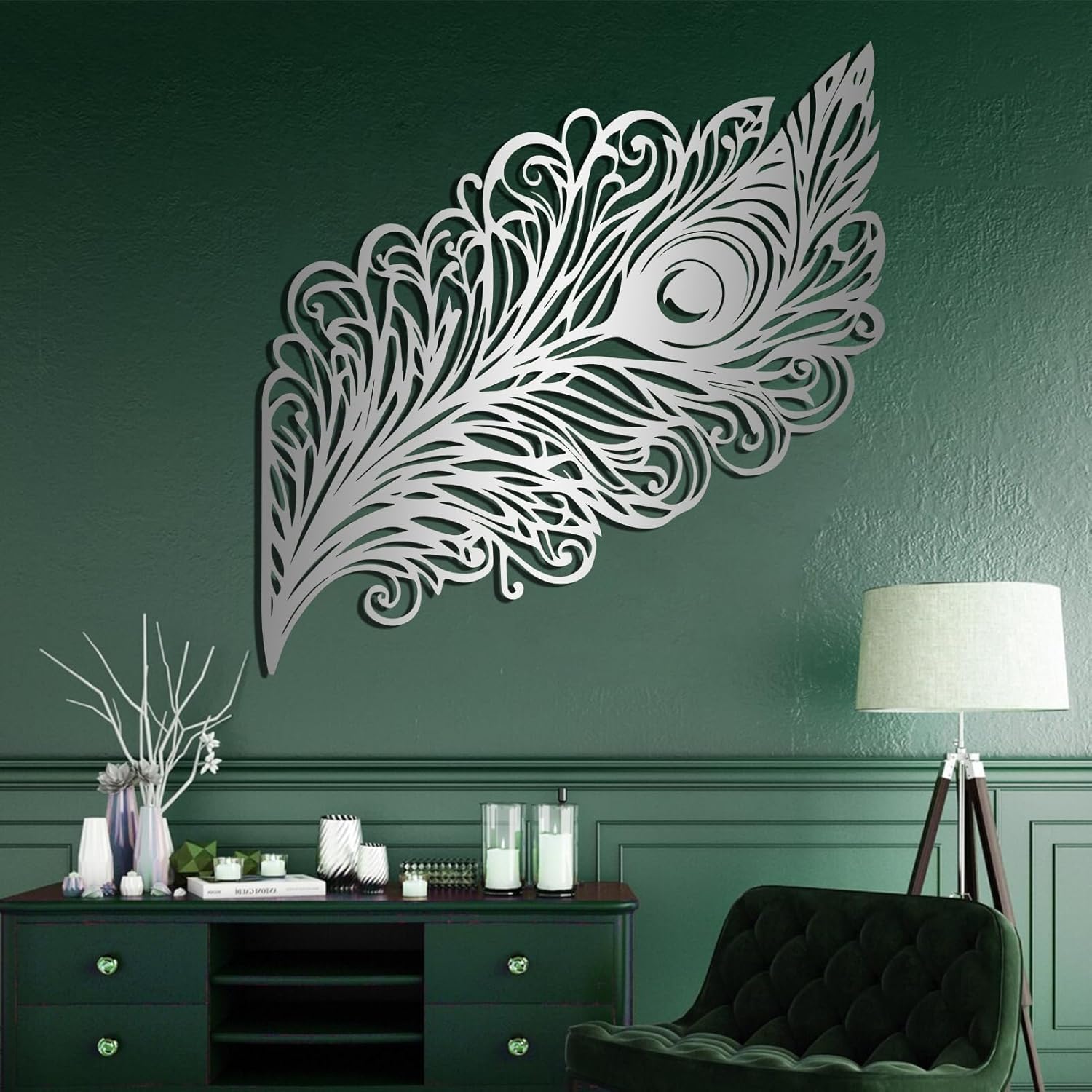 Amazon.com: Feather Wall Decor,Feather Wall Decor Metal,Feather Metal Wall Decor,Metal Feather ...