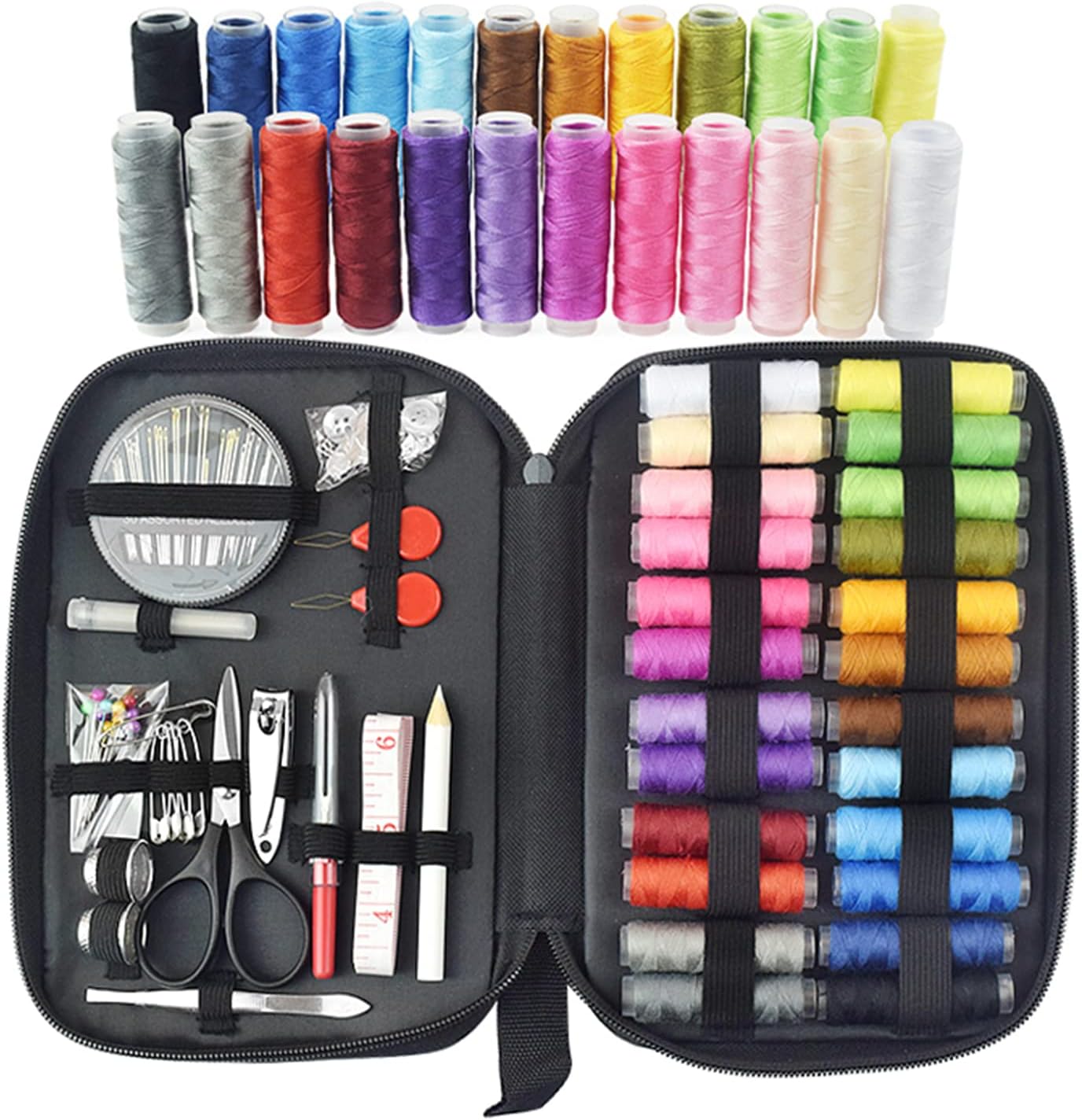 Amazon.com: 90pcs Sewing Kit for Beginners Sewing Thread Organizer with ...