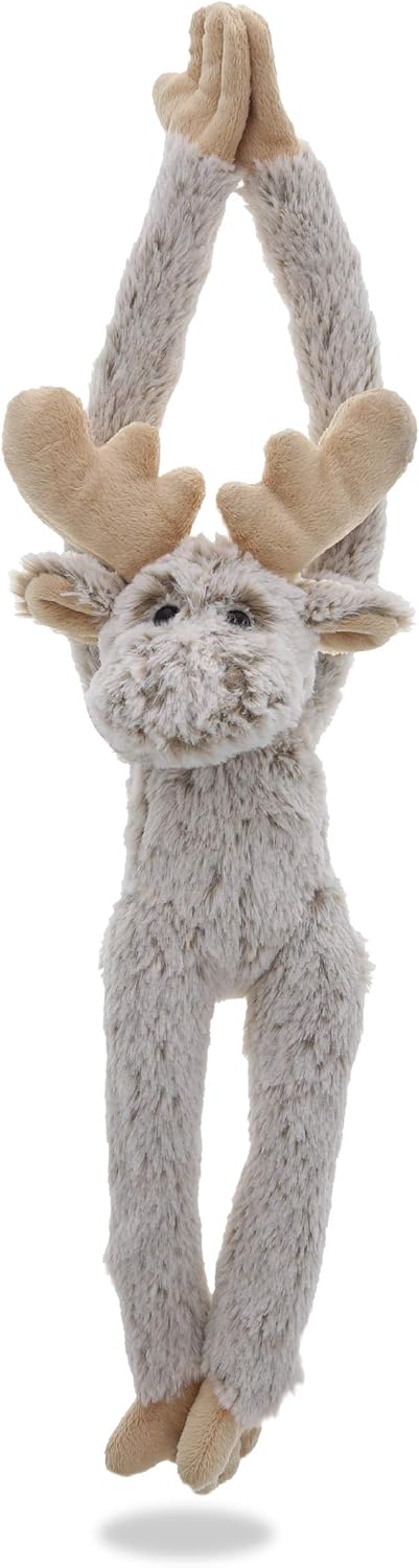 Amazon.com: DolliBu Hanging Plush Moose Stuffed Animal with Hook & Loop ...