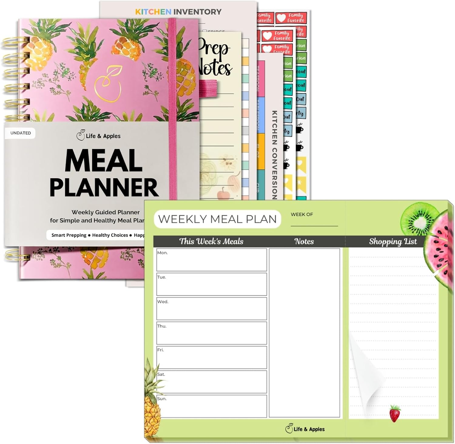 Amazon.com : Life & Apples Meal Planner Bundle: Meal Planning Notebook ...