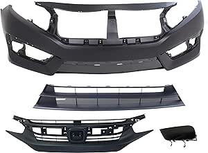 Amazon.com: Go-Parts - Front Bumper Cover Kit for 2016-2018 Honda Civic ...