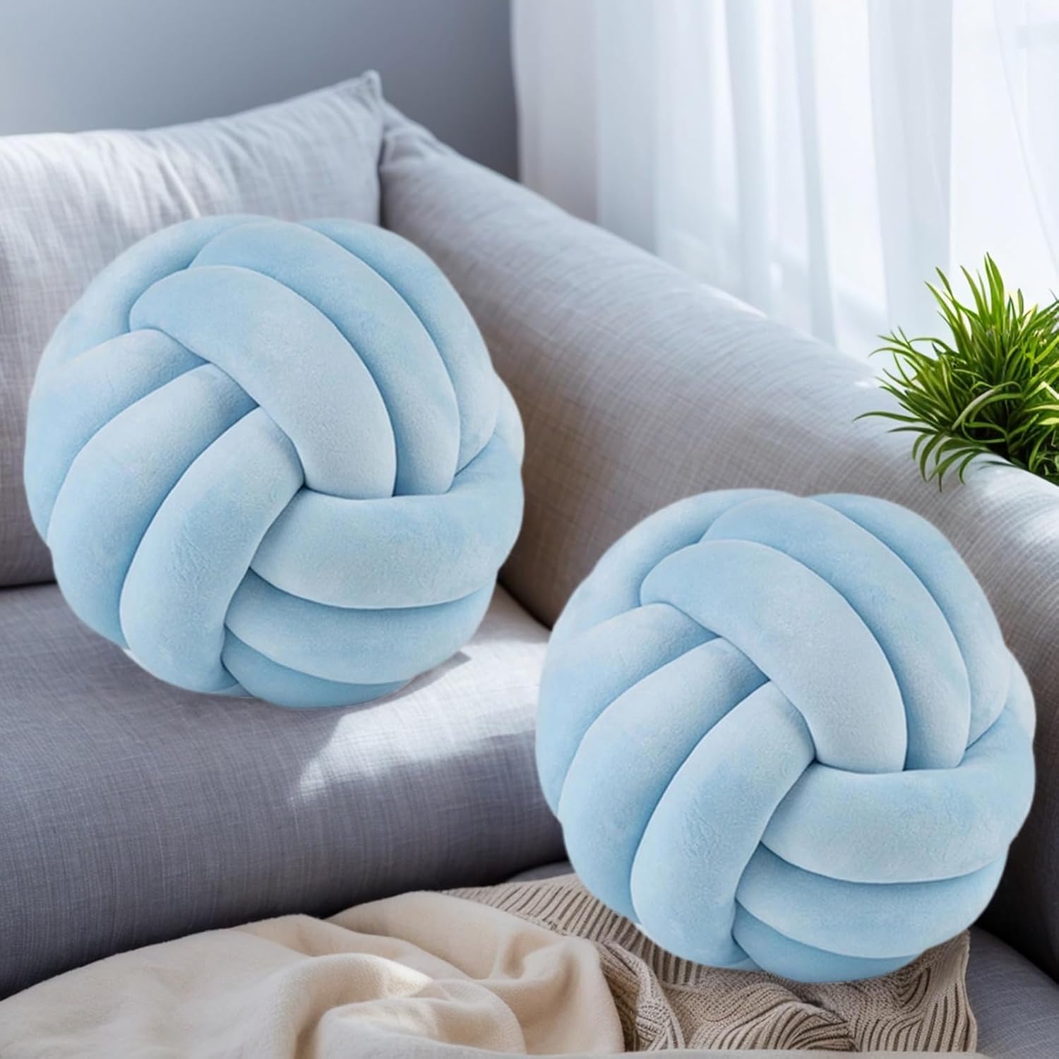 Amazon.com: Wadser 2 Pcs Knot Pillows, Blue Knotted Ball Pillow Plush ...