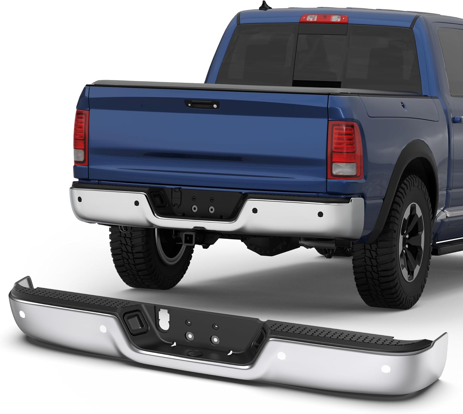 Steel Rear Bumper Pad Compatible for 2010-2018 Dodge Ram 1500 2500 3500 ...