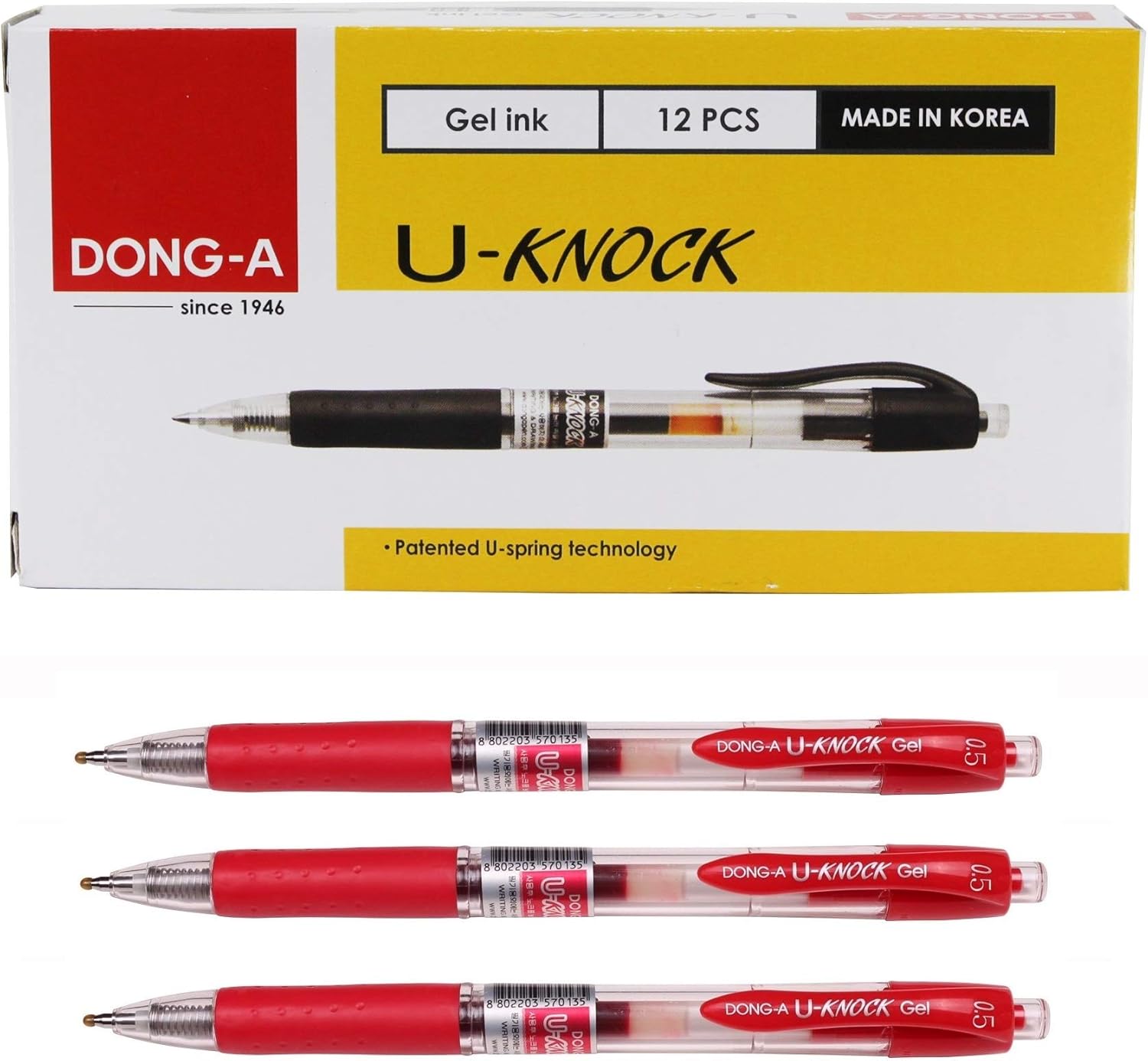 Amazon.com: Dong-A U-Knock Gel Ink Ballpoint Pen U-Spring Technology 0 ...