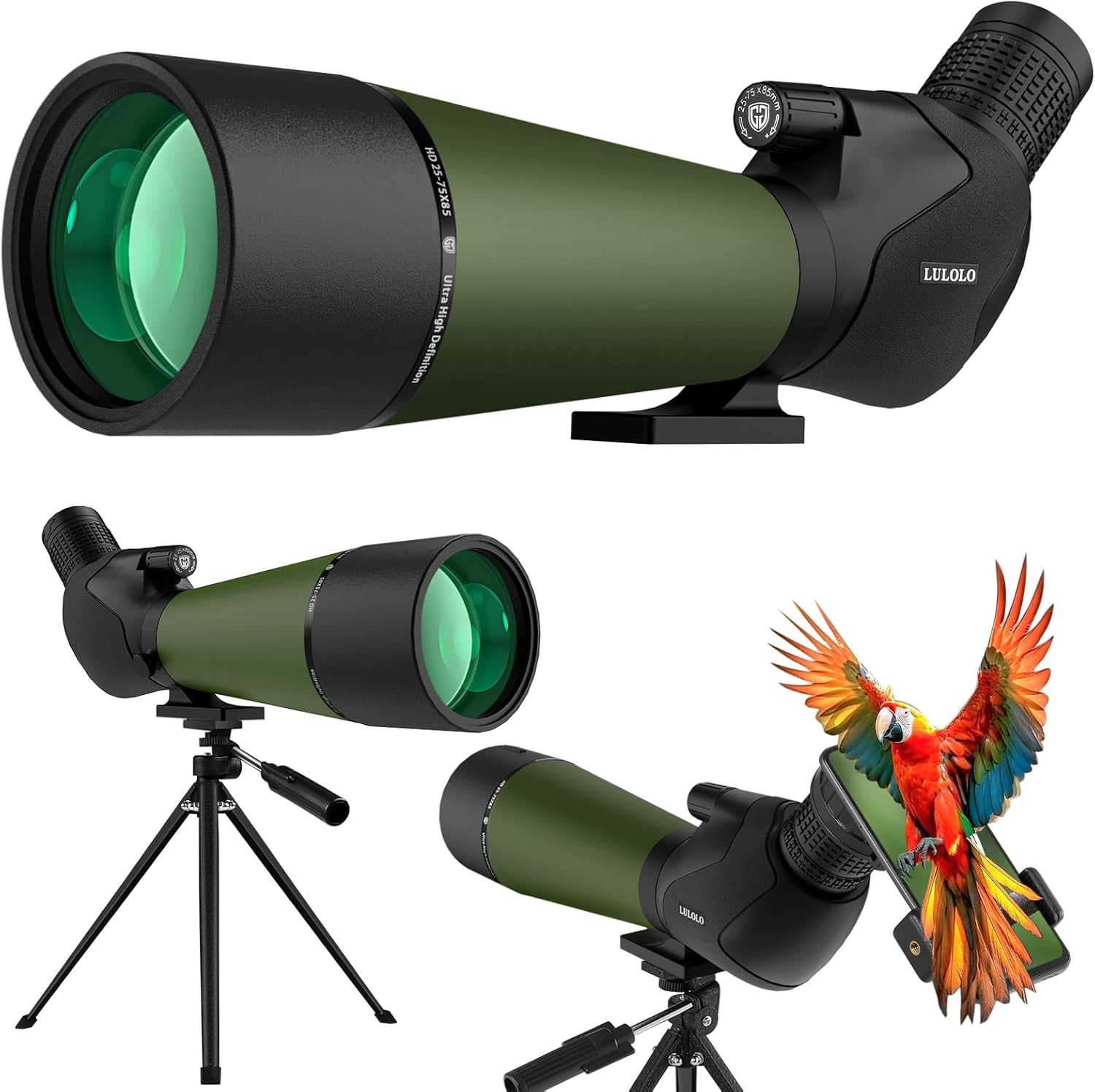 Amazon.com : LULOLO 25-75x85 UHD Spotting Scope with Tripod Carrying ...
