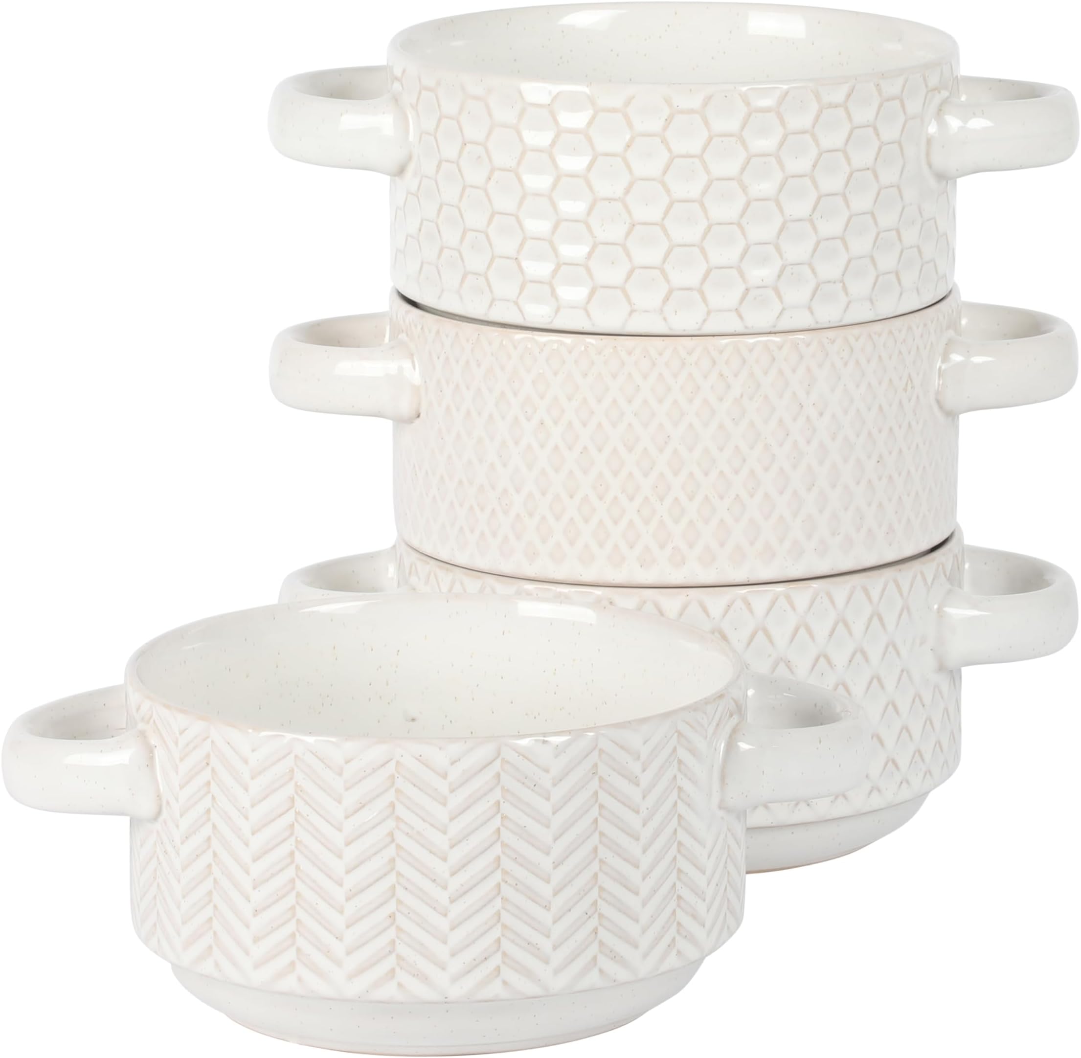 Amazon.com | Gibson Elite Oyster Tide Embossed 6 Inch Soup Bowls with ...
