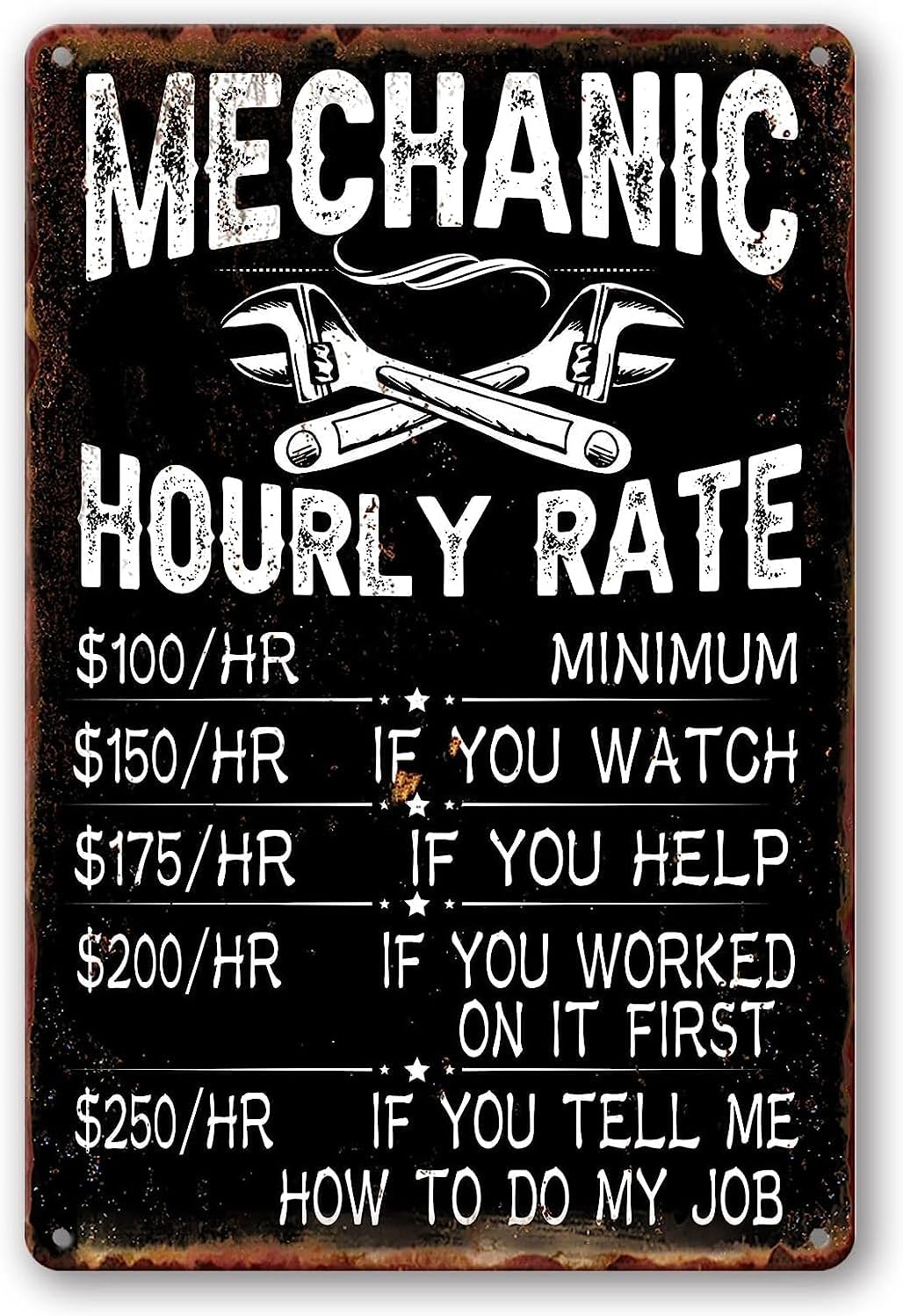 Amazon.com: Mechanic Hourly Rate Reproduction Tin Sign Mechanic Shop ...