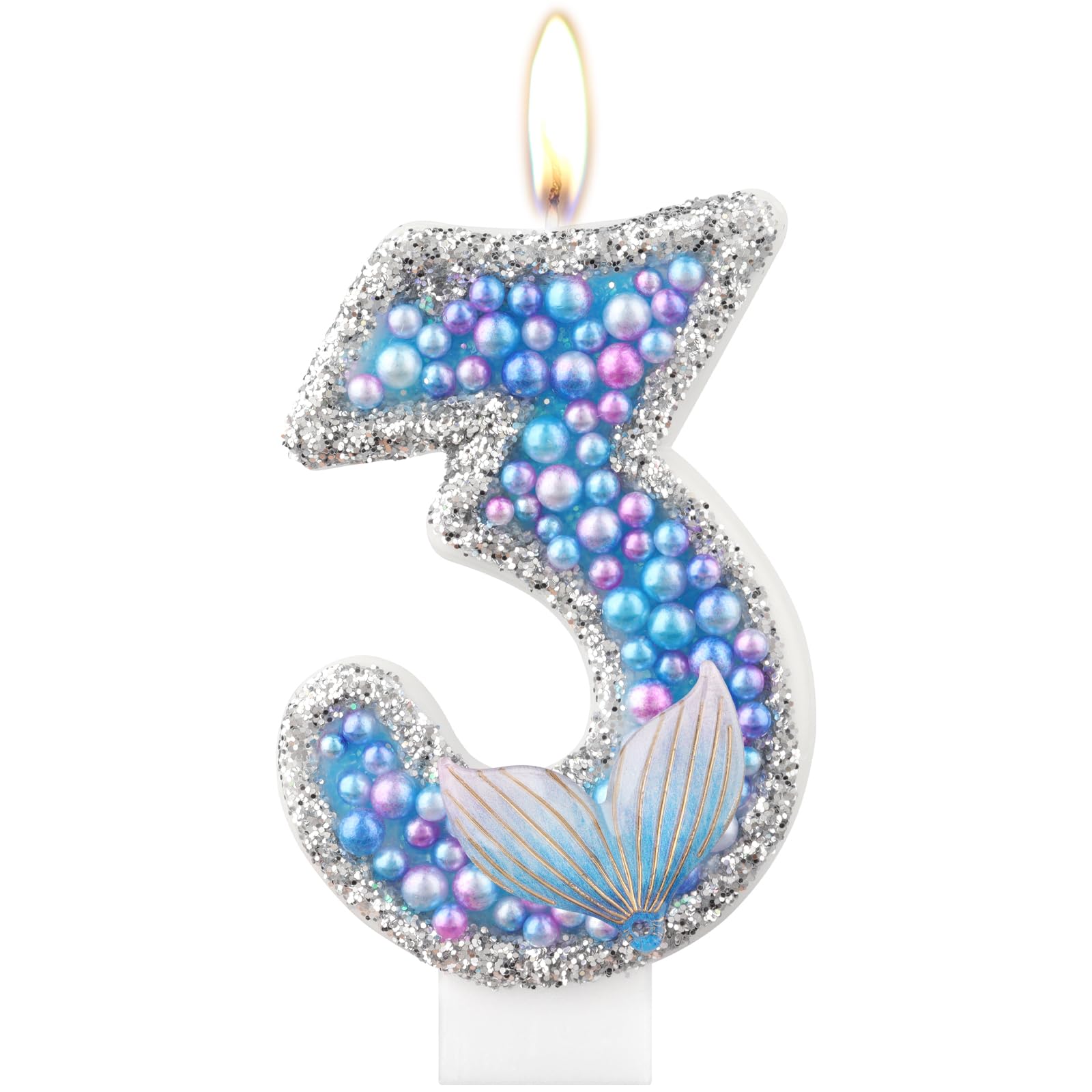 Amazon.com: iNINGER Girls Glitter 3rd Birthday Number Candle,Glitter ...