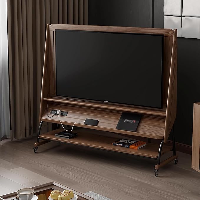 Amazon.com: AQIMUELE Rolling Tv Stand for 40-65 Inch Mount,Wood Tv ...