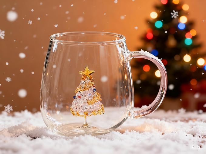 Amazon.com: Christmas Wine Glasses with Xmas Tree Figurine Inside, 3D ...