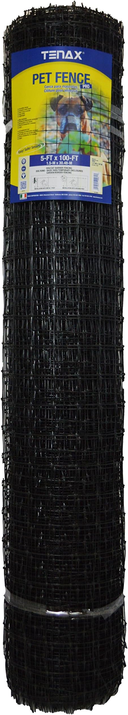Amazon.com : Tenax 2A140081 Pet Fence Pro, 5' x 100', Black : Patio ...