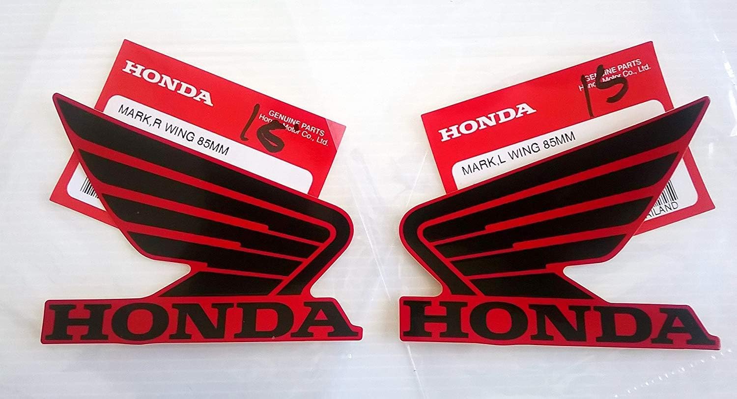 Honda Wings Fuel Tank Gas Tank Stickers Decals 2 x 85mm BLACK/RED Left ...