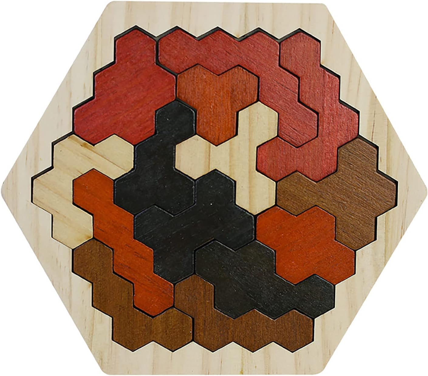 Amazon.com: Wooden Blocks Puzzle Brain Teasers Toy Large Wooden Hexagon ...