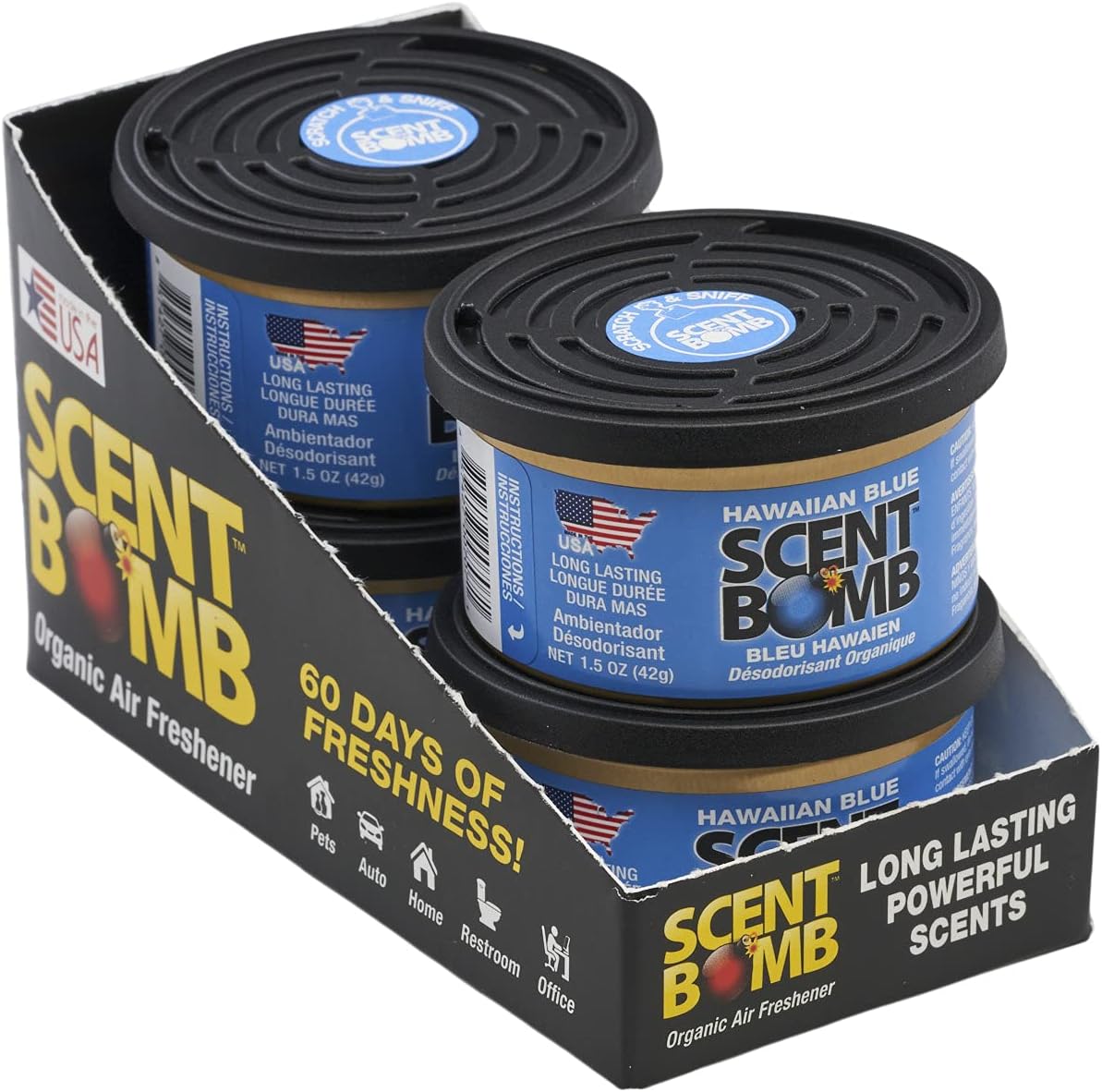 Amazon.com: Scent Bomb Hawaiian Blue Organic Cans - Spill Proof 4 Pack ...