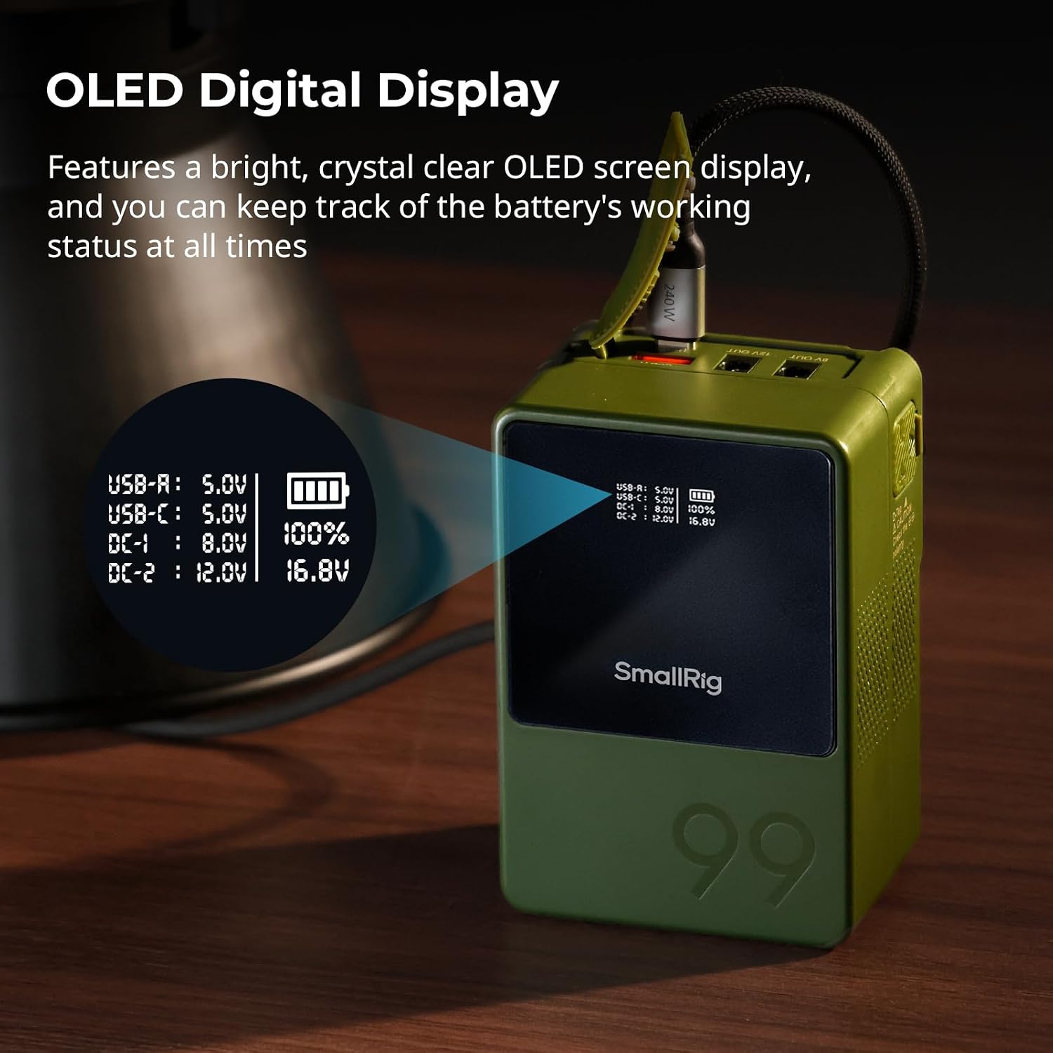 SMALLRIG V Mount Battery VB99 Green, 99Wh / 6800mAh V Lock Battery with ...