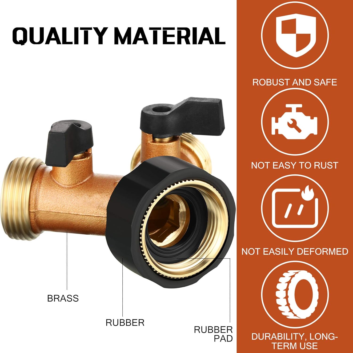 2-Way Y-Distributor 2 Way Brass Tap Washing Machine Hose Connector ...