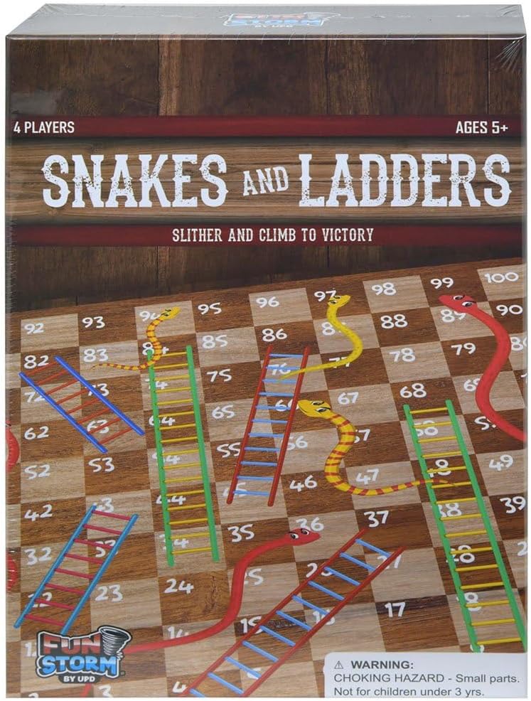 Amazon.com: FUN STORM Classic Snakes & Ladders Game in Deluxe Box ...