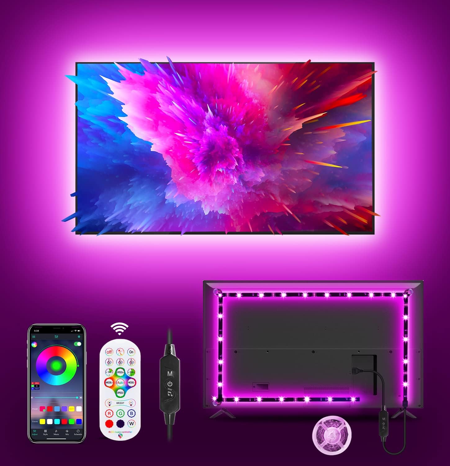 Amazon.com: LED Lights for TV Led Backlight, 9.84ft RGB Led Strip ...