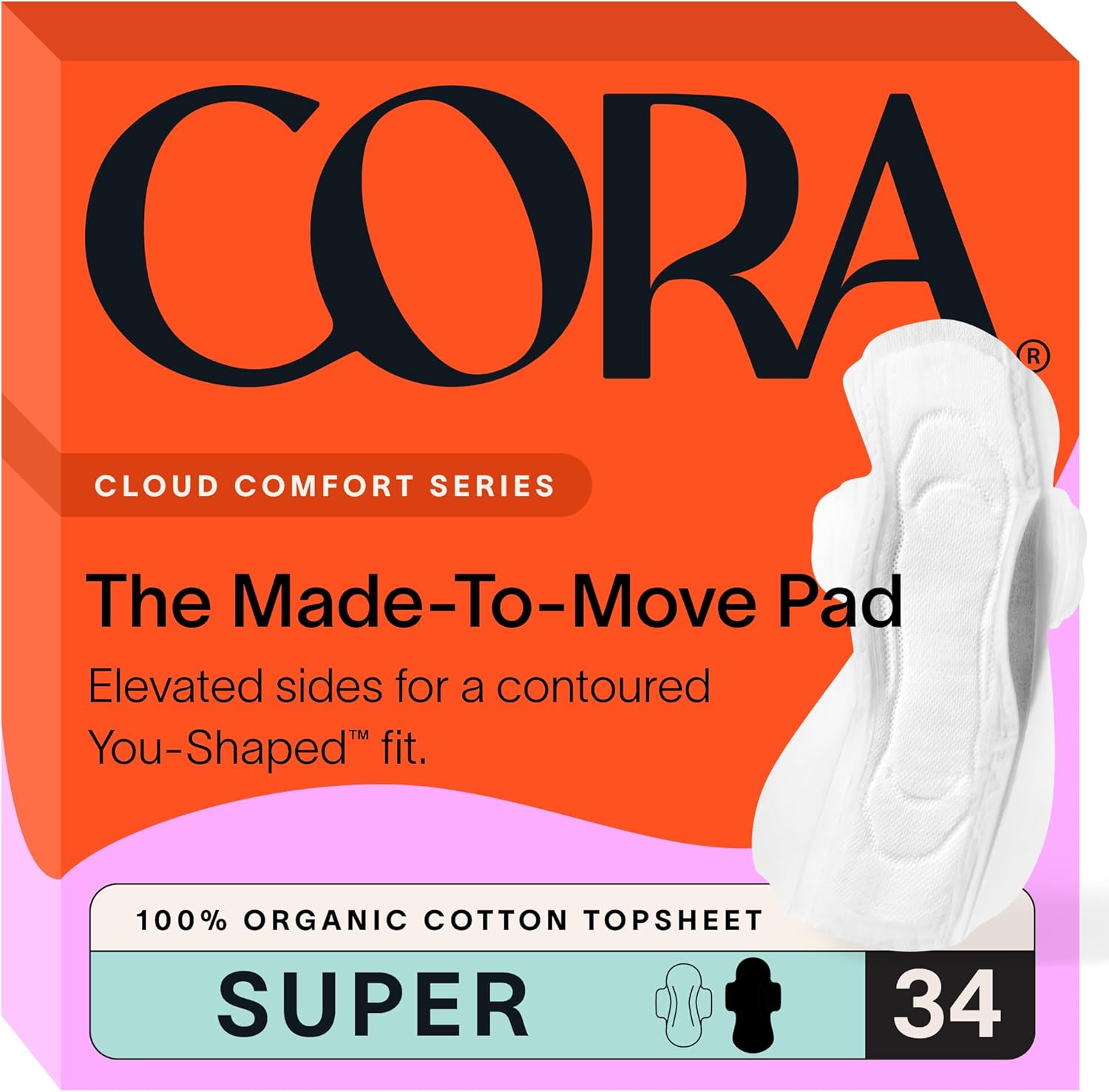 Amazon.com: Cora Super Pads with Wings, Made-to-Move, Organic Cotton ...