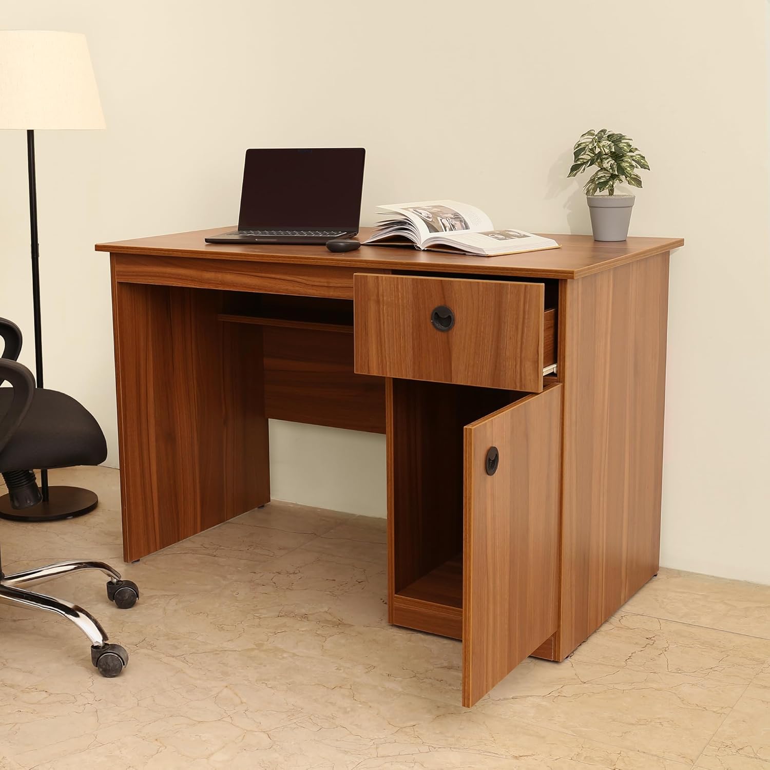 lussomobily Computer Desk with Drawer and Cabinet Engineered Wood ...