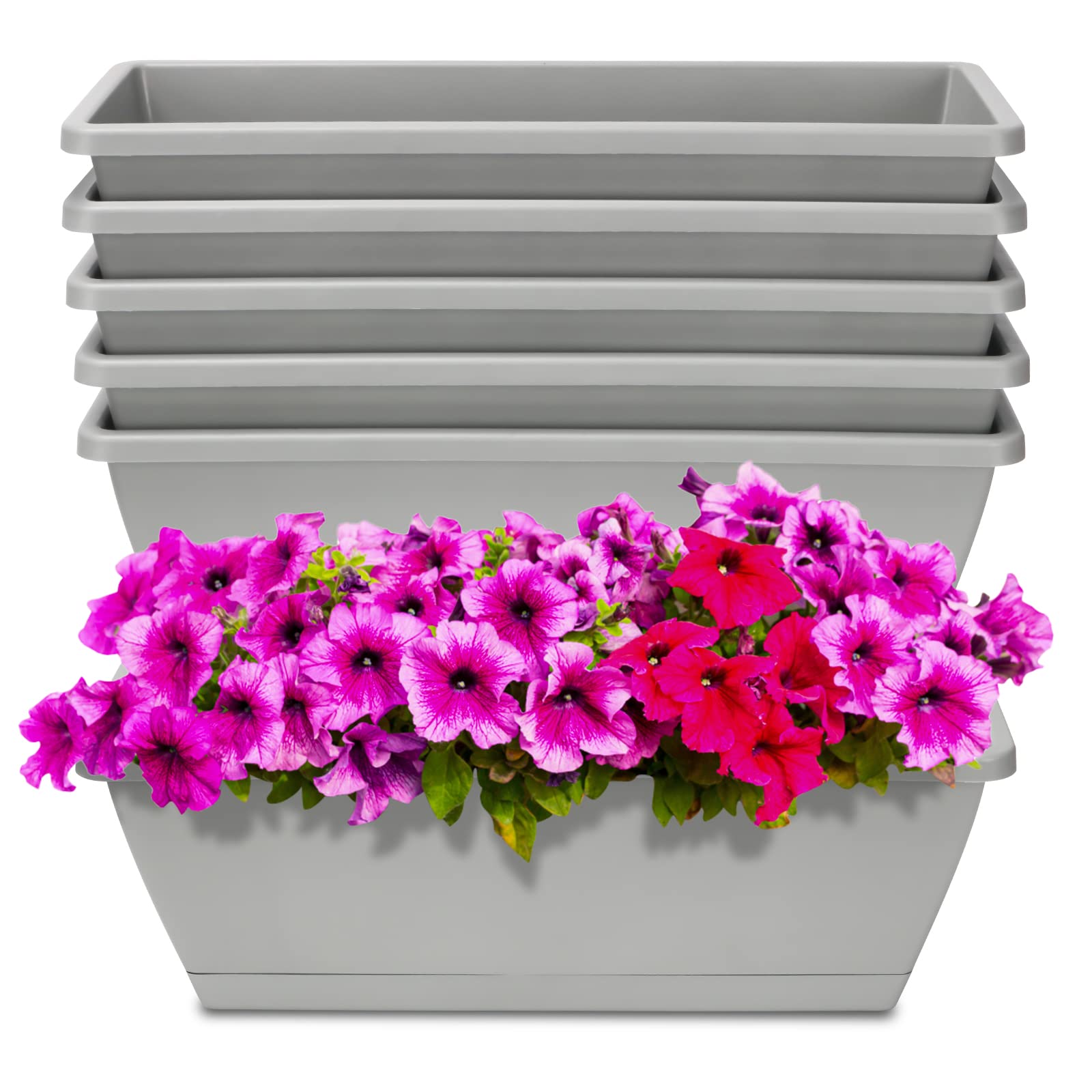 Amazon.com : OSMOFUZE Window Box Planter, 6 Packs 17 Inches Rectangle ...