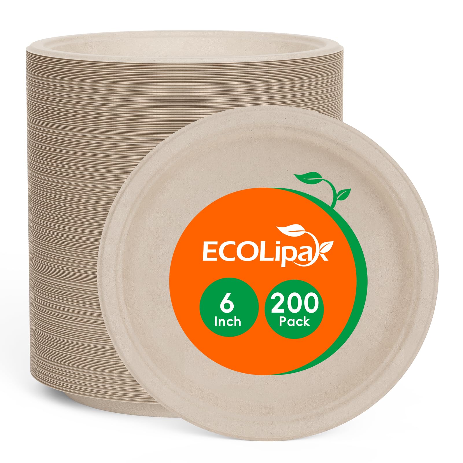 Amazon.com: ECOLipak 6 Inch Disposable Compostable Small Paper Plates ...