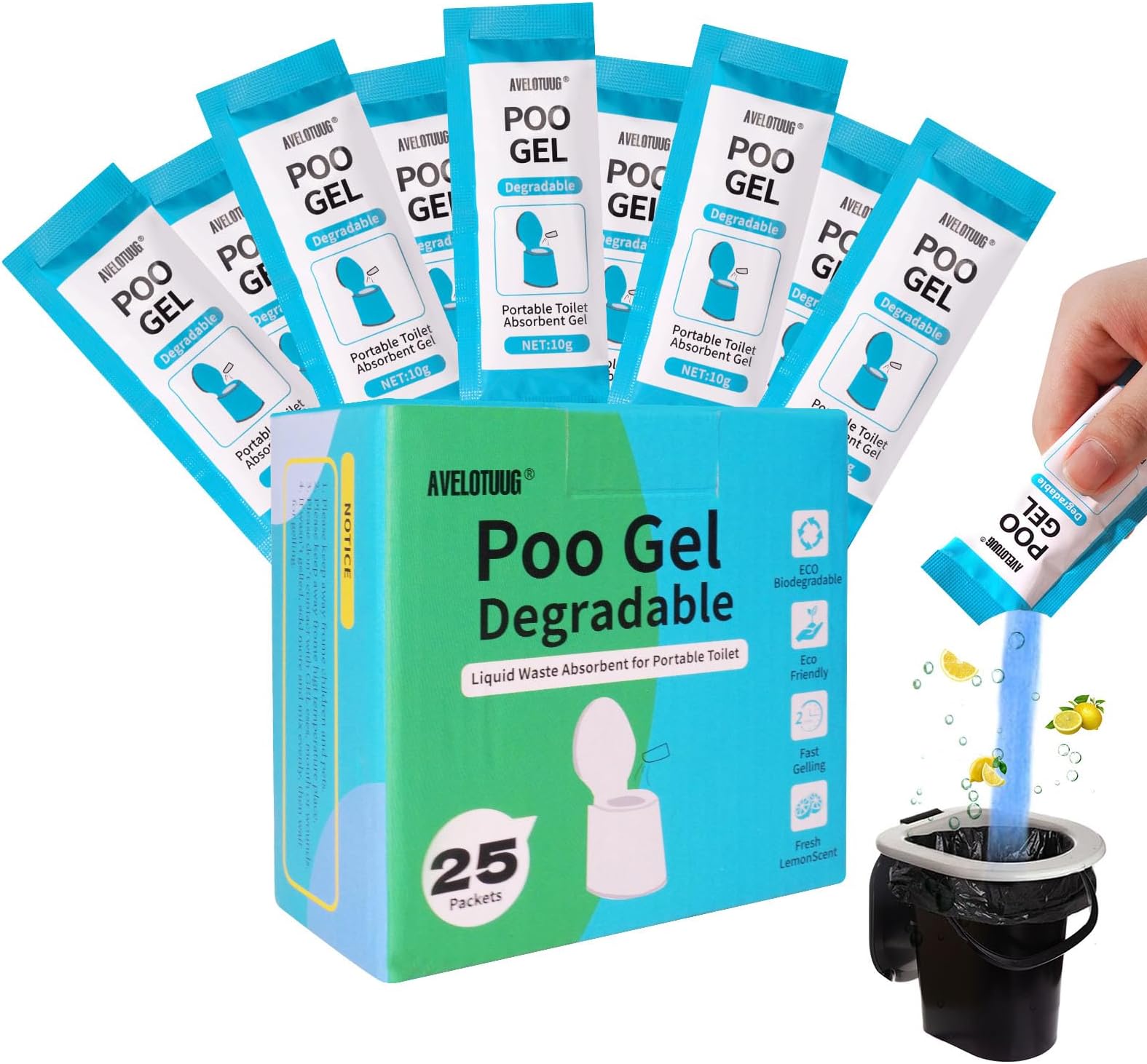 Amazon.com: Sckee 60 Packets Poo Gel for Portable Toilet, Portable ...