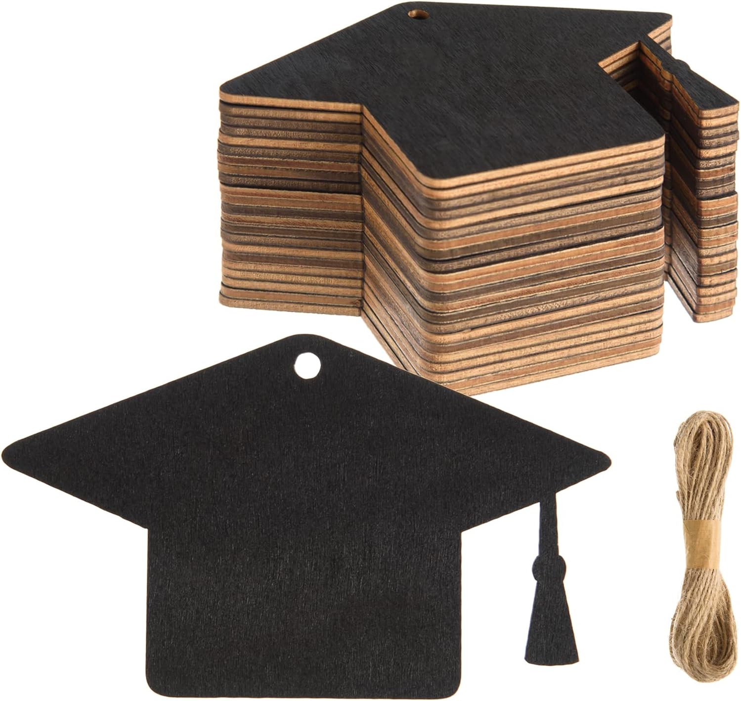 Amazon.com: 36 Pcs Black Wood Graduation Cap Cutouts with Hole ...