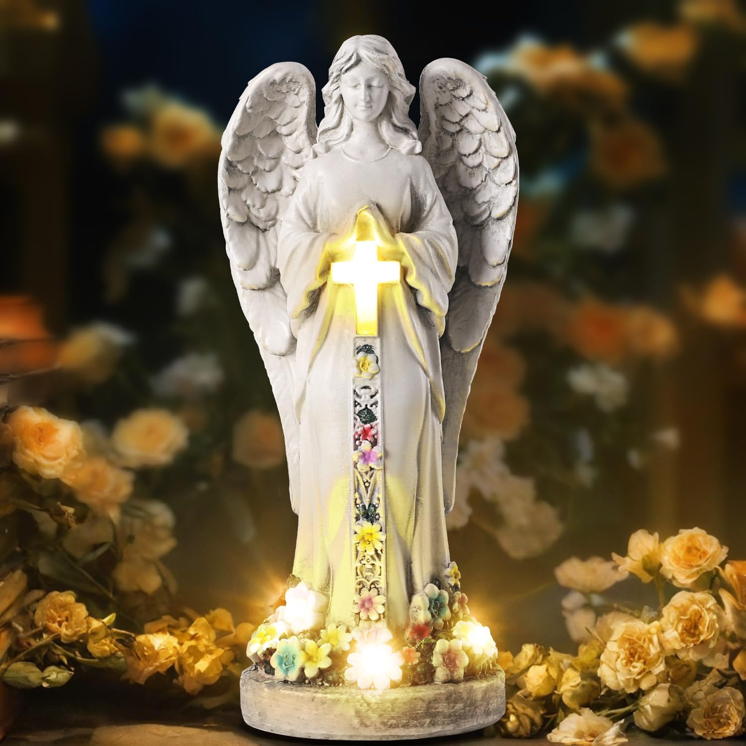Amazon.com: JJALIGHTS Solar Angels for Cemetery 8.2" Resin Praying ...