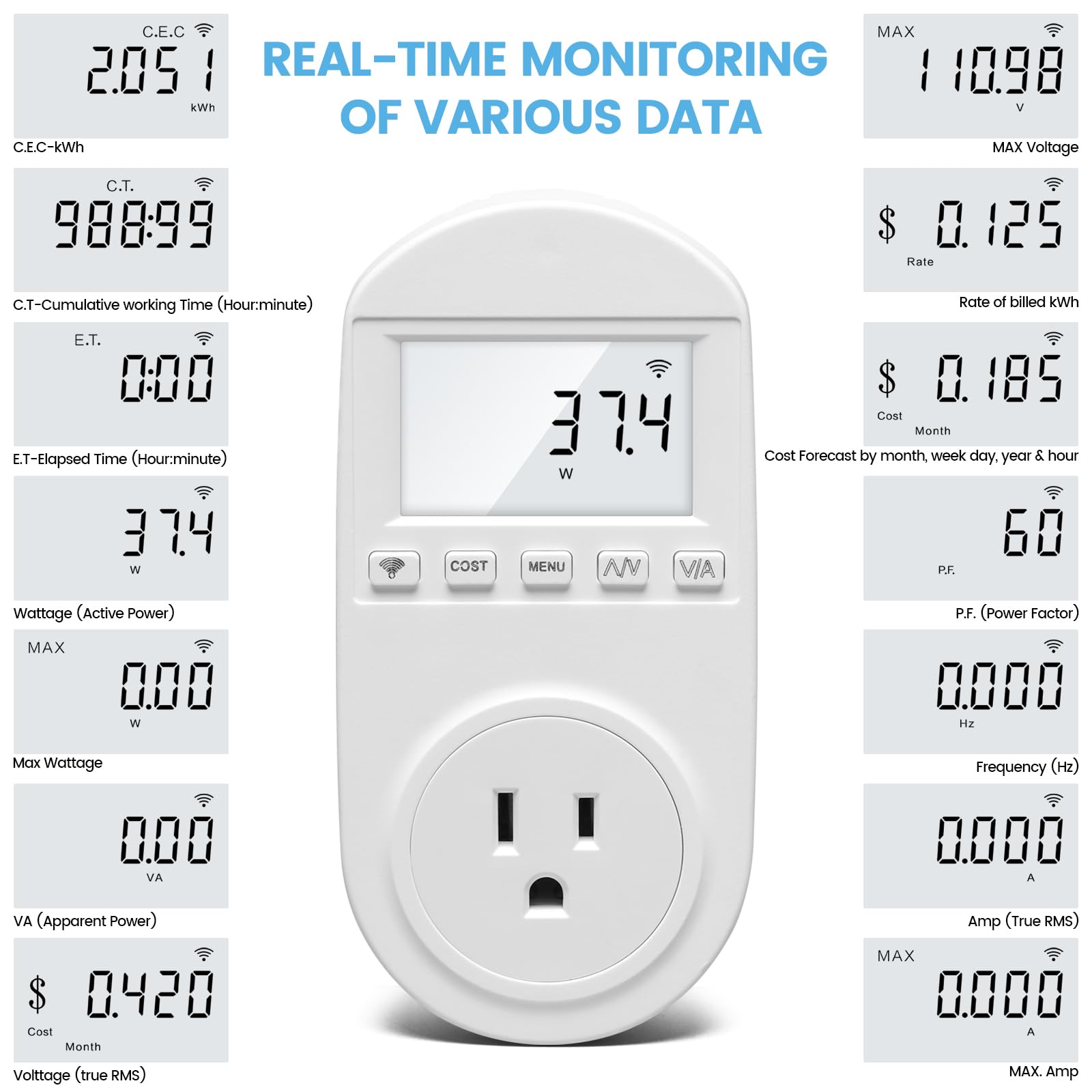 Snapklik.com : WiFi Electricity Usage Monitor, Zuomeng Plug-in WiFi Power Meter