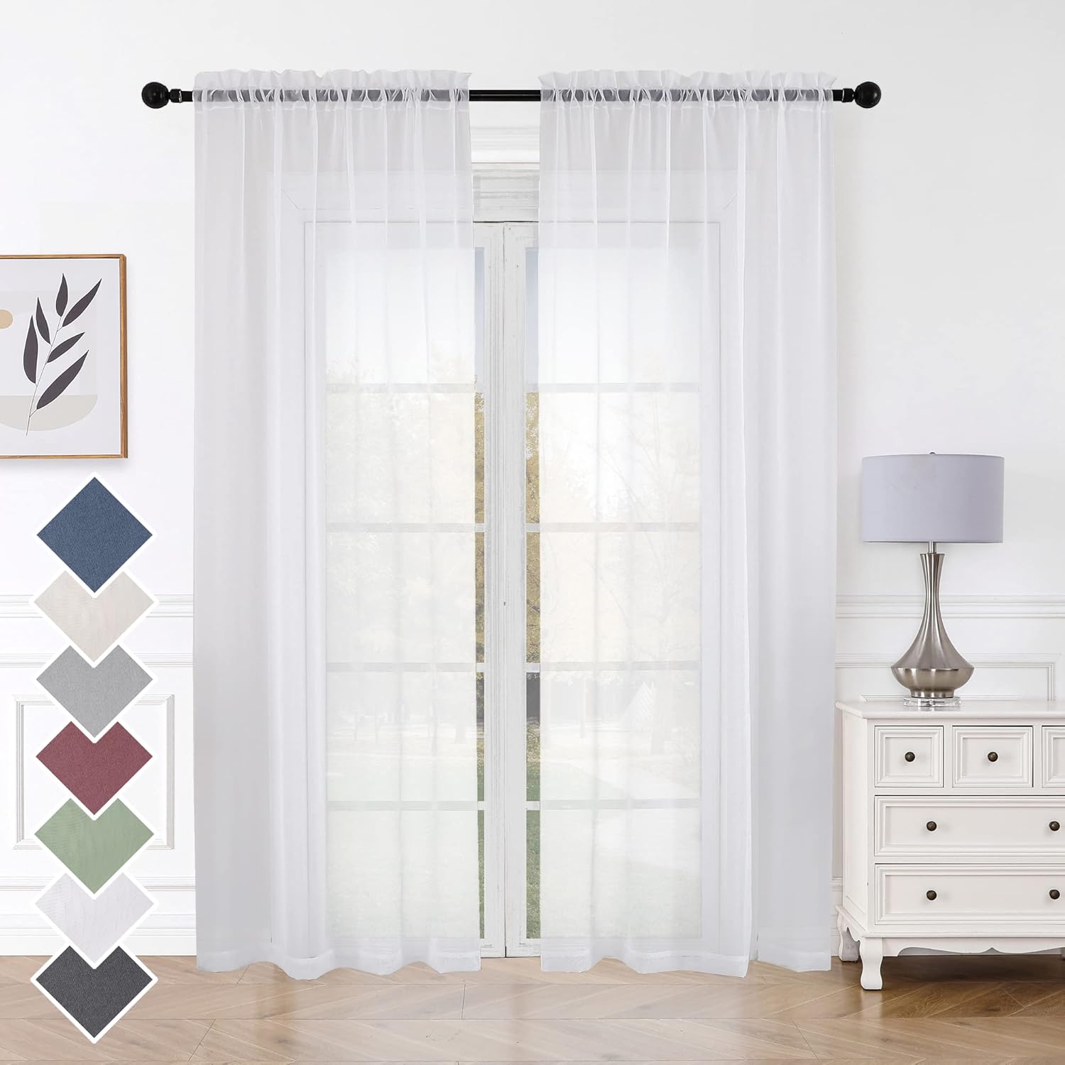 Amazon.com: Aiyufeng 2 Pack: Basic White Sheer Curtain Drapes for ...