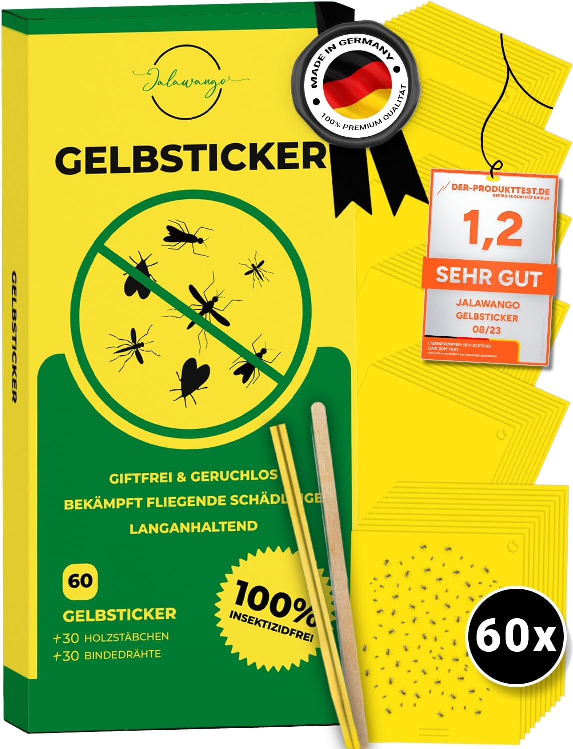 60 x yellow stickers, fungus gnats, test winner, very good, yellow ...
