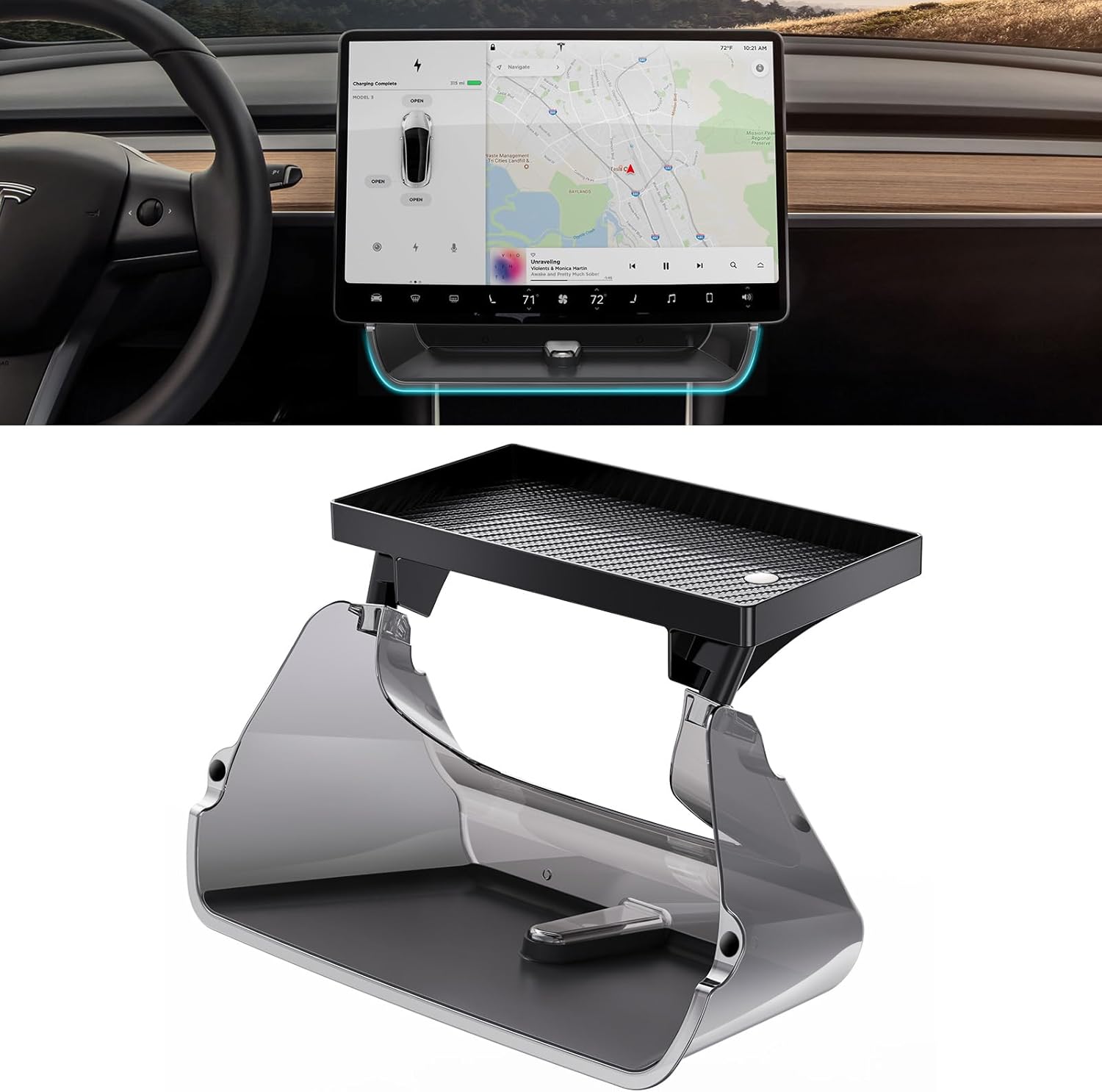 Teffcary Centre Console Organizer Tray for Tesla Model 3/Y, Magnetic ...