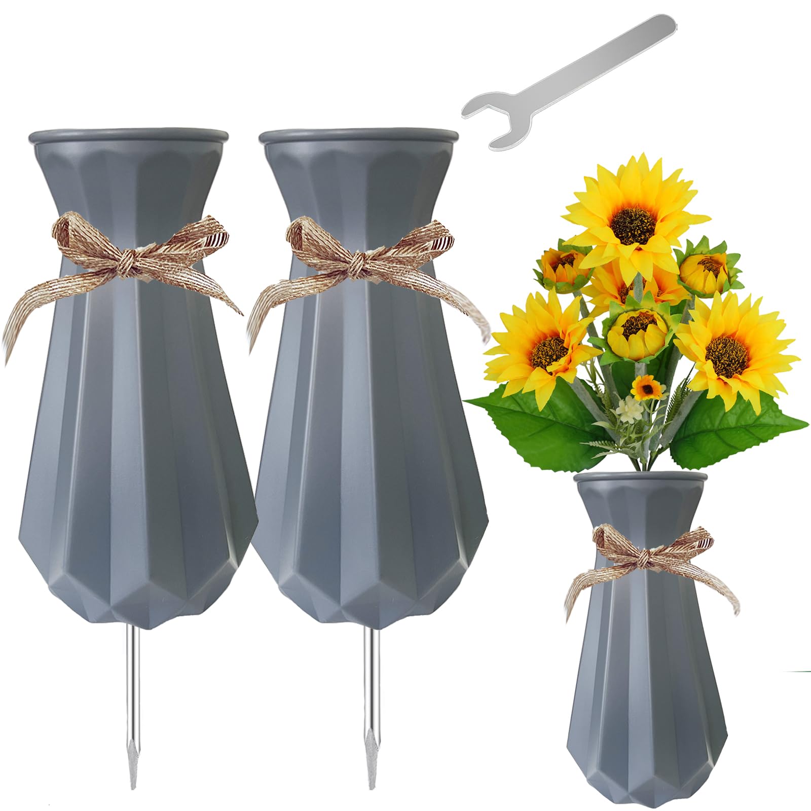 Amazon.com: 2PCS Cemetery Vases for Grave-Durable Plastic Grave Vases ...