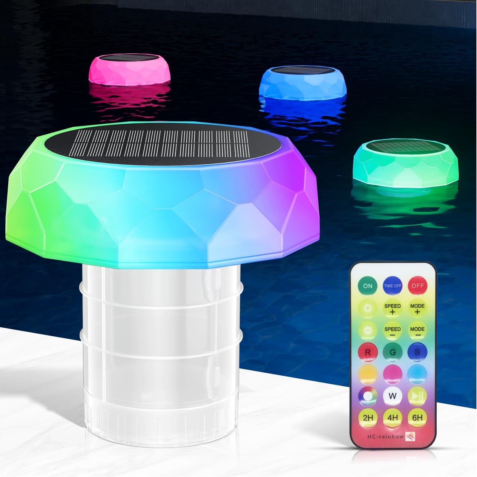 Amazon.com : Joyzy Pool Chlorine Floater with Solar RGB Pool Light ...