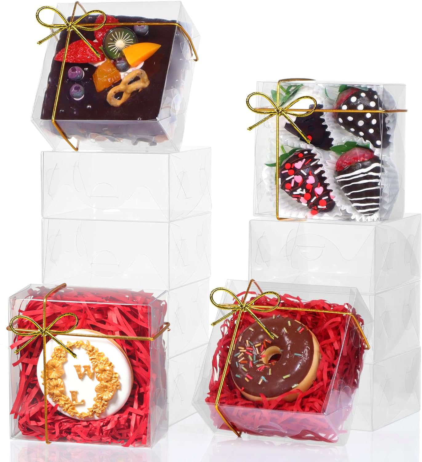 Amazon.com: RomanticBaking 25PCS 5x5x2 Inches Full Clear Cookies Boxes ...