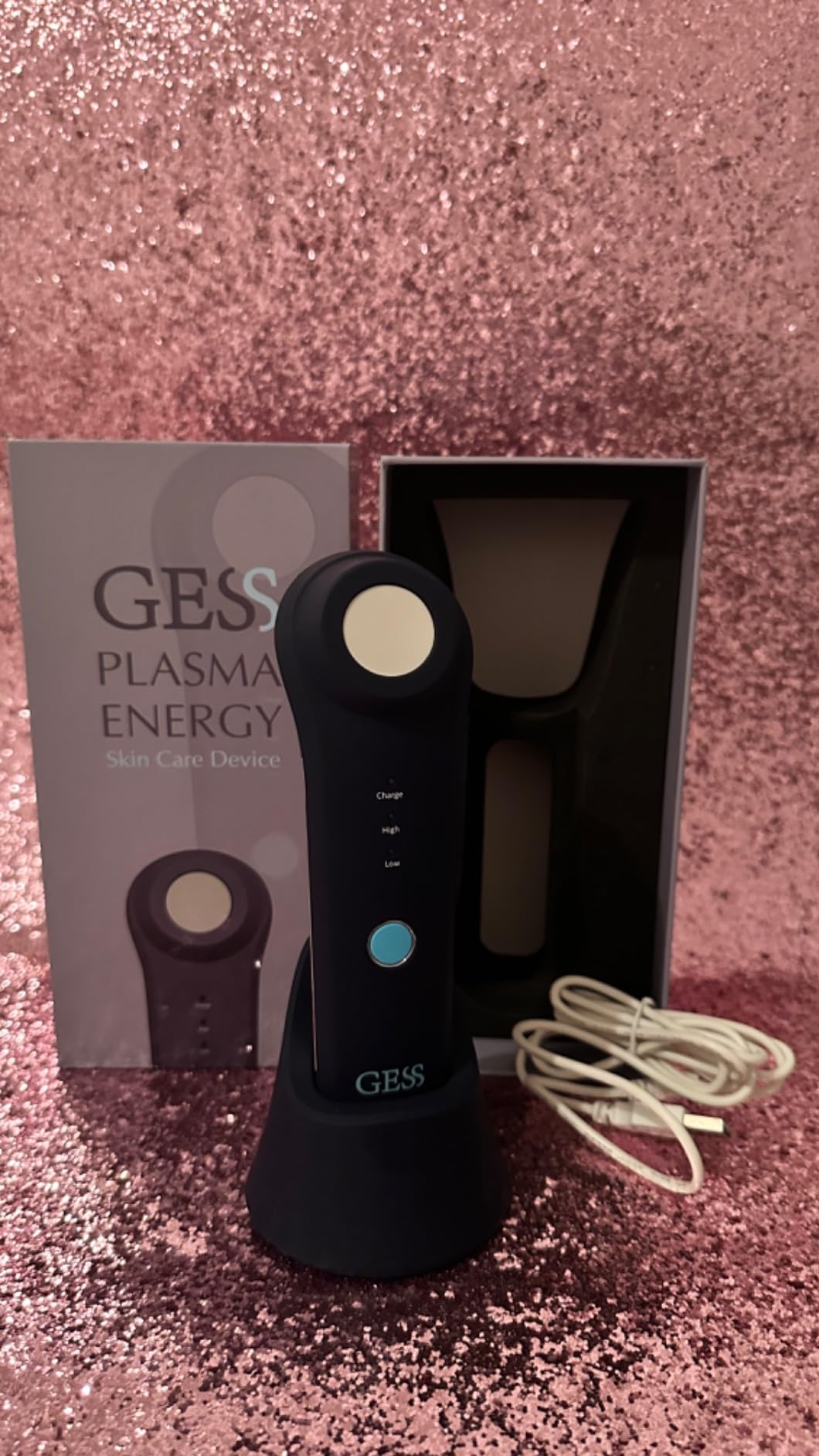 GESS Plasma Energy Kaltplasma Massagegerät mit Keramikplatte, Hautpflegegerät für Gesicht ...