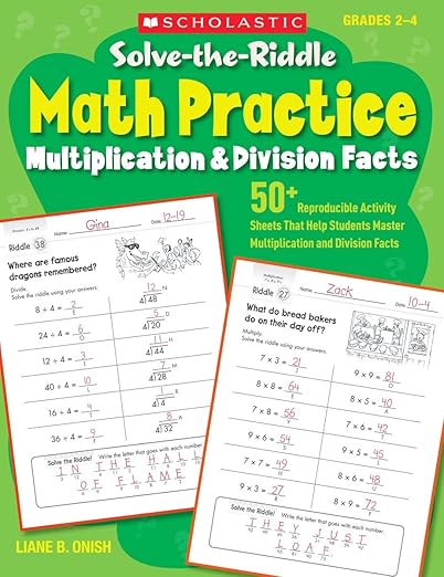 Solve-the-Riddle Math Practice: Multiplication & Division Facts: 50 ...